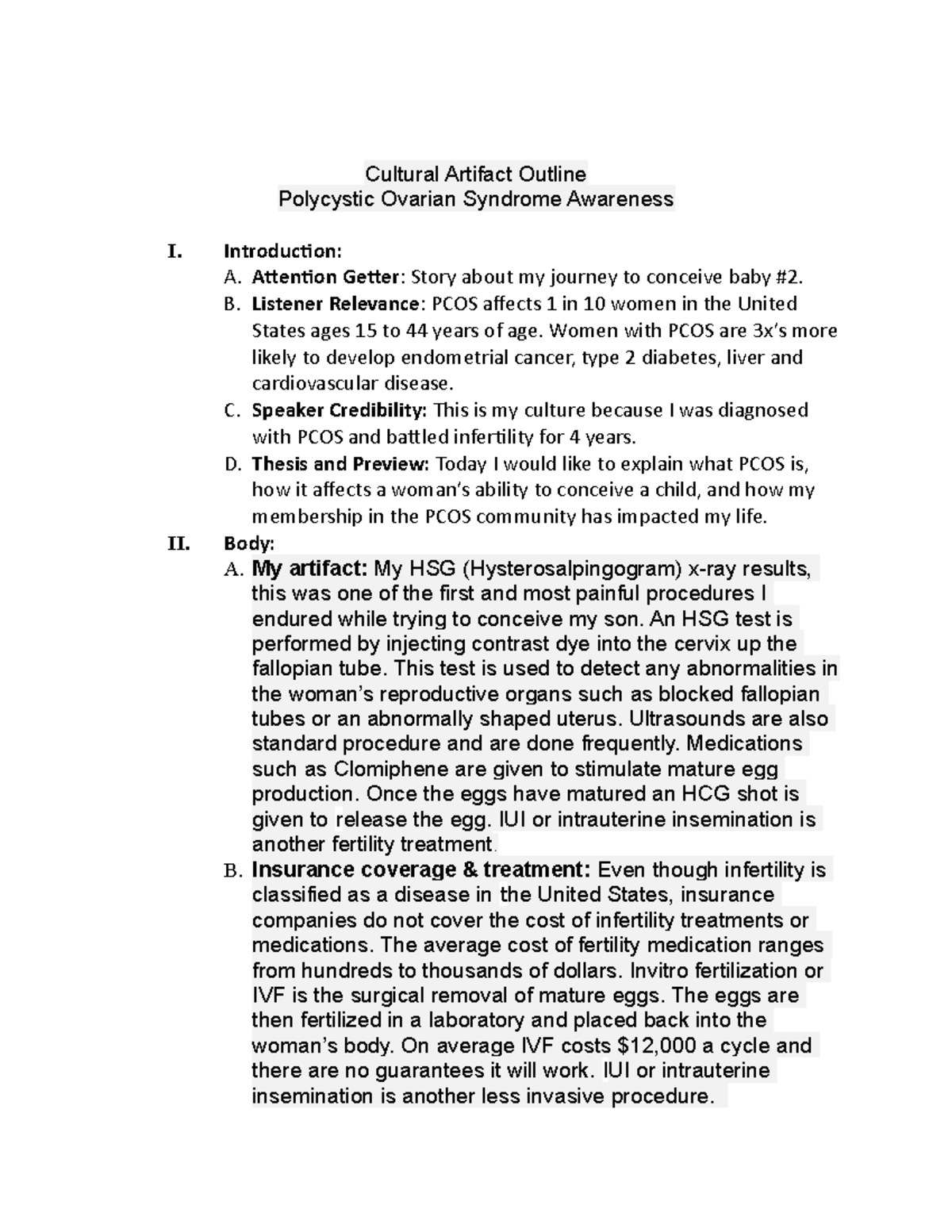 Cultural Artifact Outline - Cultural Artifact Outline Polycystic ...