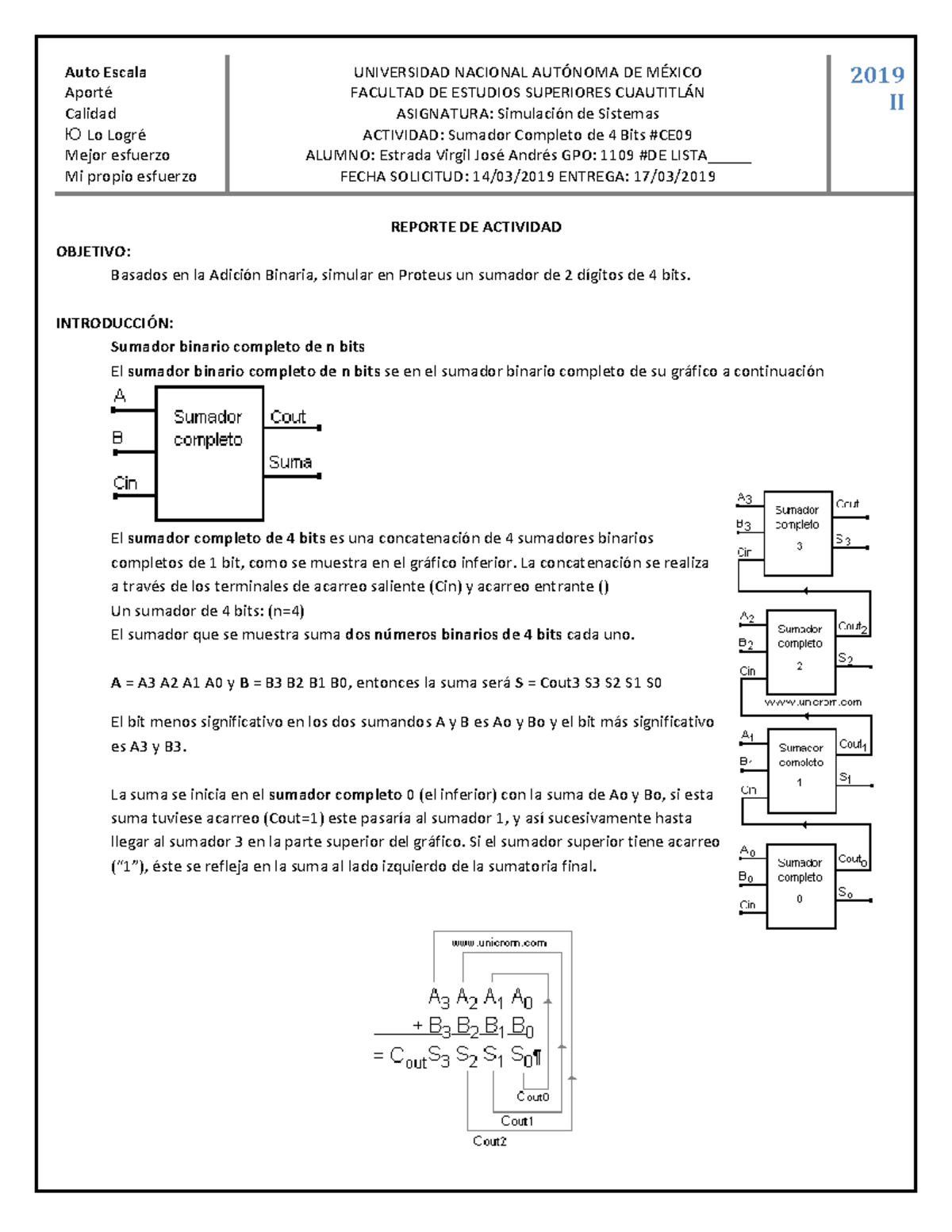 Sumador Completo de 4 bits - Warning: TT: undefined function: 32 Warning: TT: undefined function ...