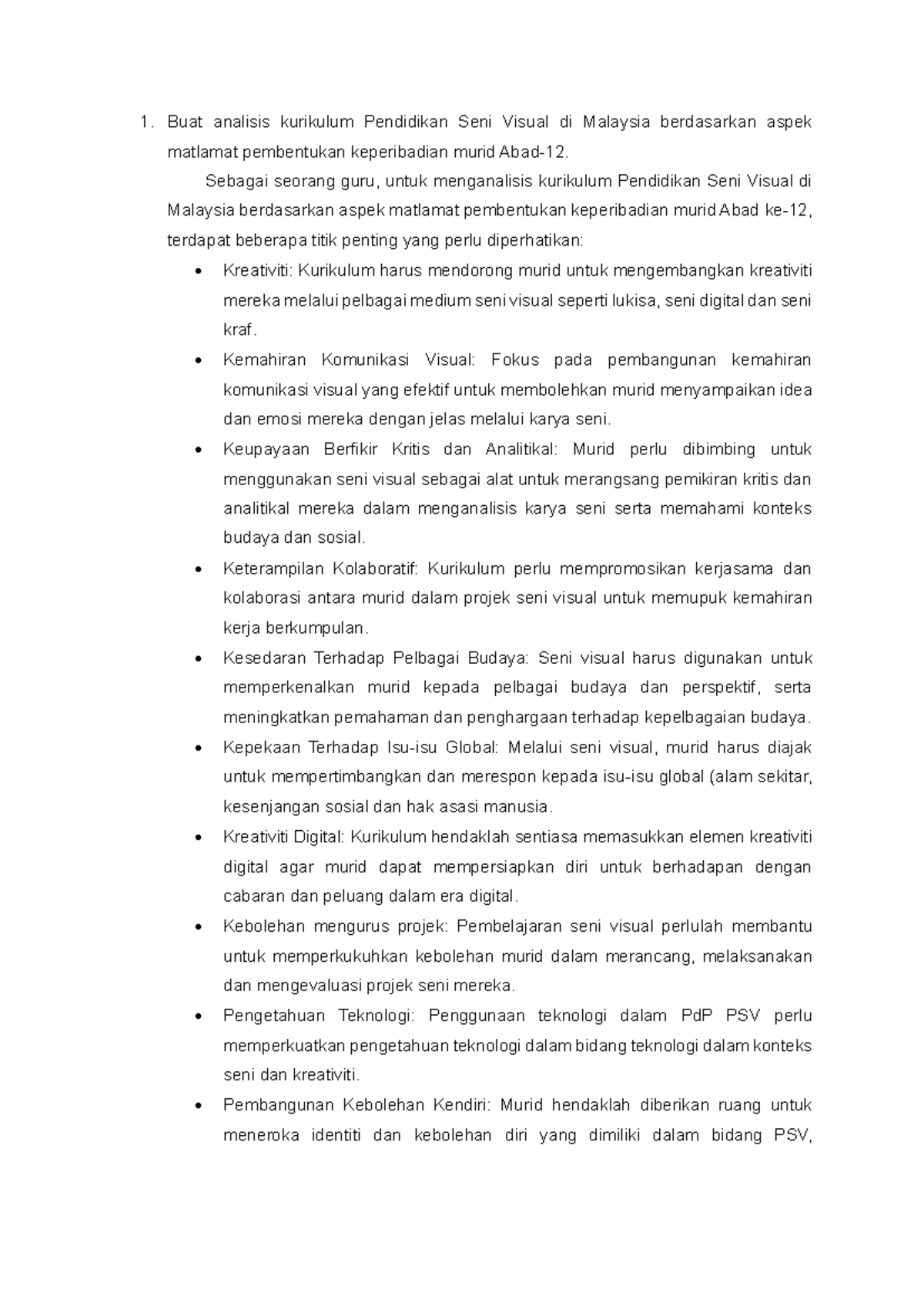 PSVK3463 (M11) - TUTORIAL - Buat analisis kurikulum Pendidikan Seni Visual di Malaysia ...