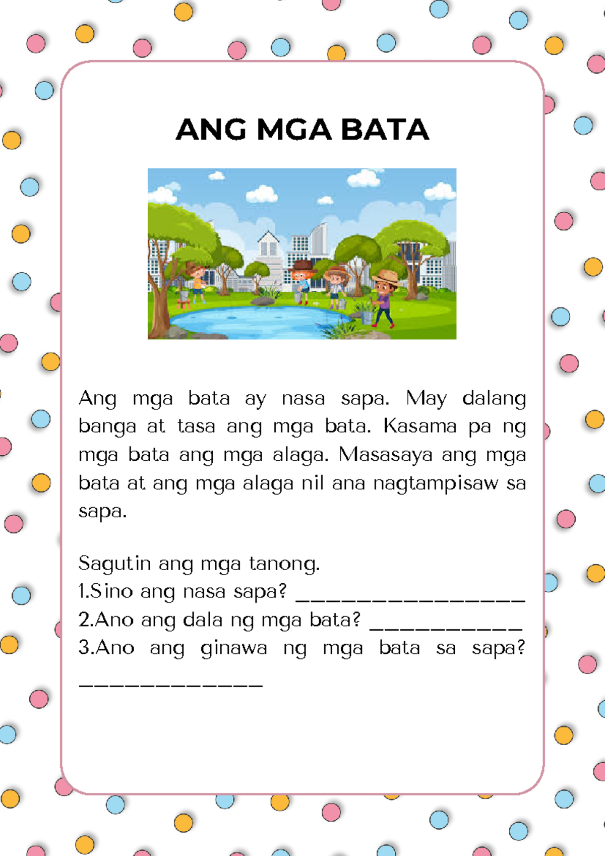 Colorful Minimalist Kids Page Border - ANG MGA BATA Ang mga bata ay ...