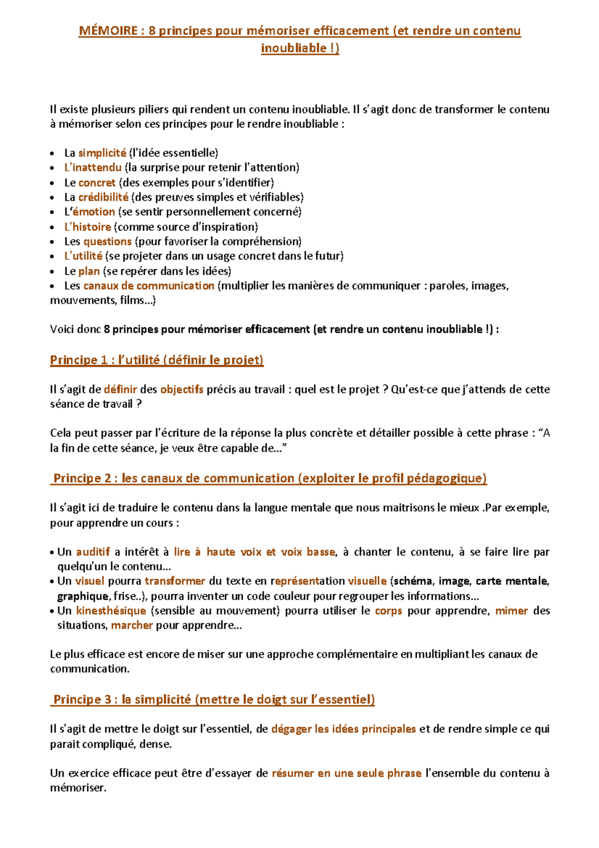 Mémoire Memorisation - MÉMOIRE : 8 principes pour mémoriser ...