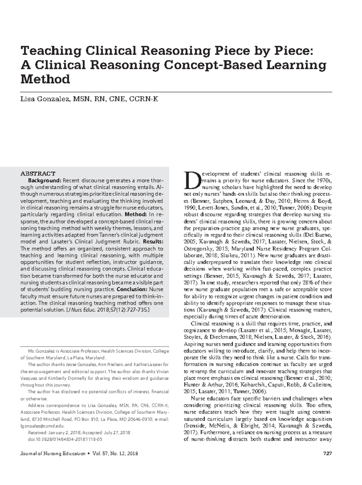 Teaching Clinical Reasoning Pi - NURS 405 - Penn State - Studocu