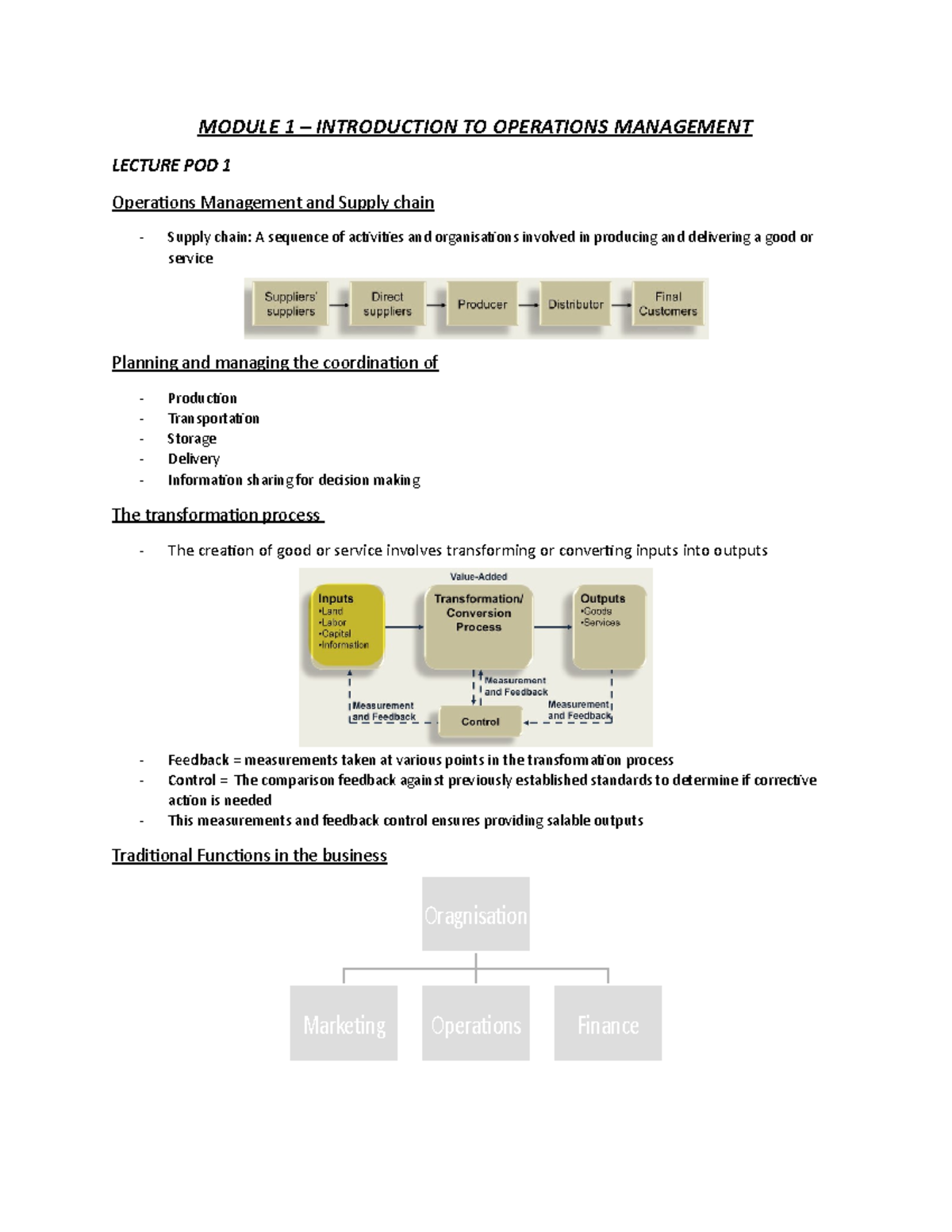 Mod 1 - Intro to operations management - MODULE 1 – INTRODUCTION TO OPERATIONS MANAGEMENT ...