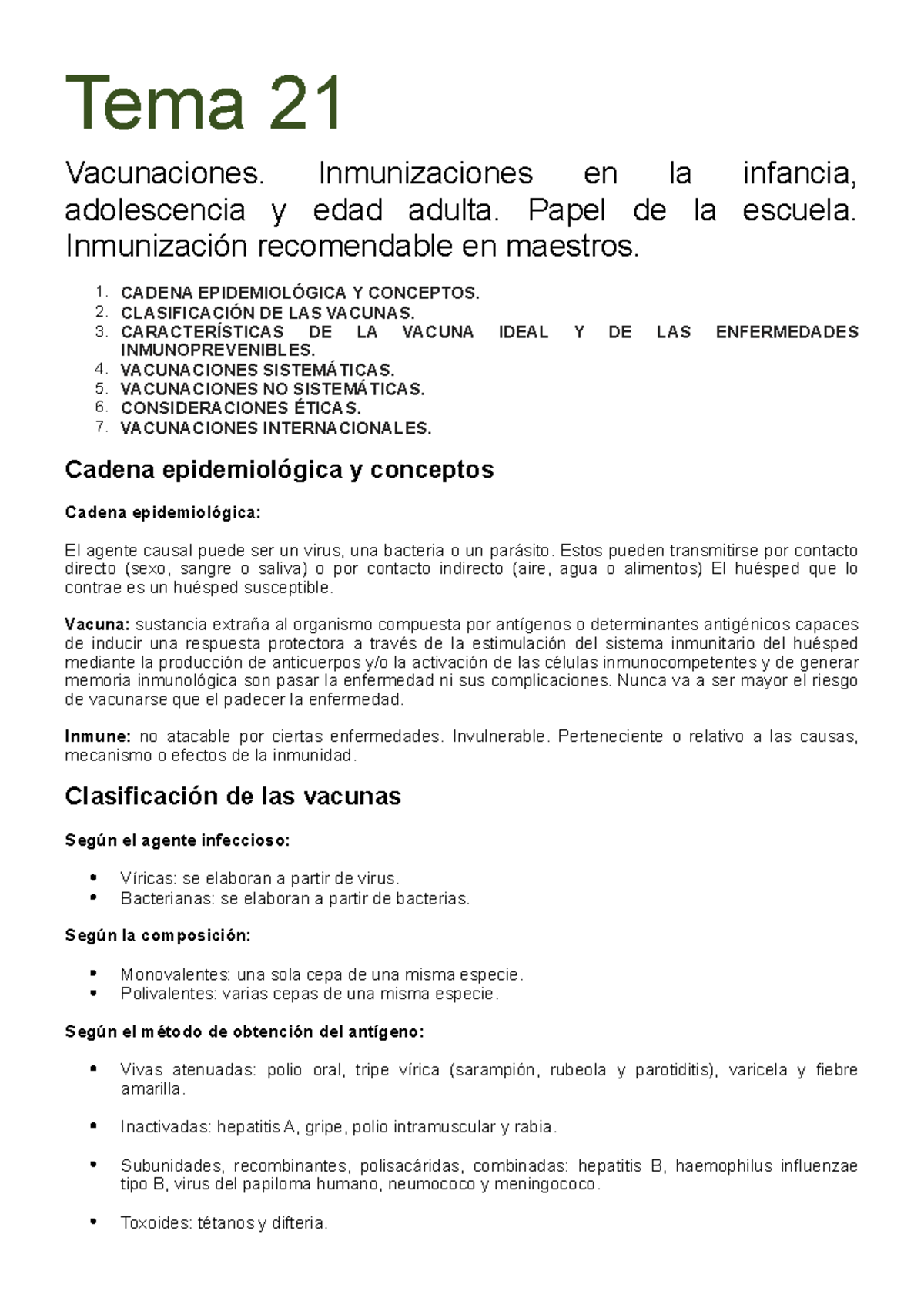 Tema 21 salud - aputnes - Tema 21 Vacunaciones. Inmunizaciones en la infancia, adolescencia y ...