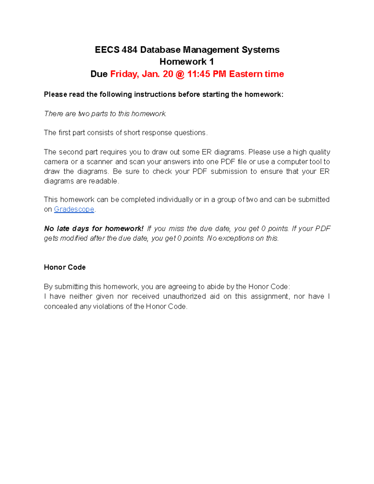 EECS 484 HW1 - Homework 1 - EECS 484 Database Management Systems ...