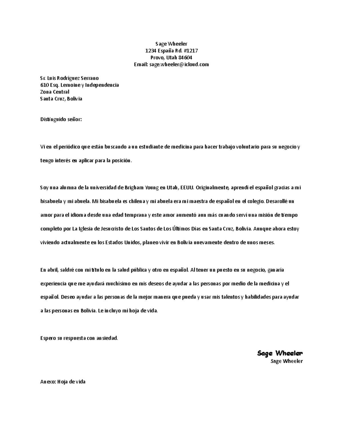 Composicion 3 - Mandatory Essay - Sage Wheeler 1234 España Rd. #1217 ...