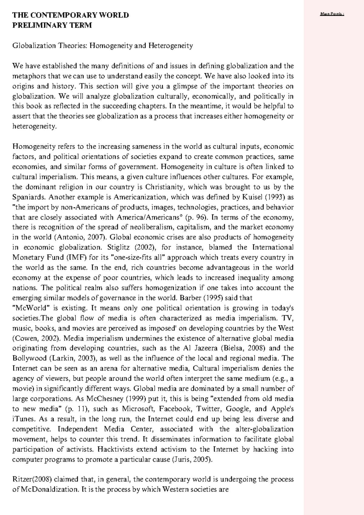 Contemporary World Reviewer - THE CONTEMPORARY WORLD PRELIMINARY TERM ...