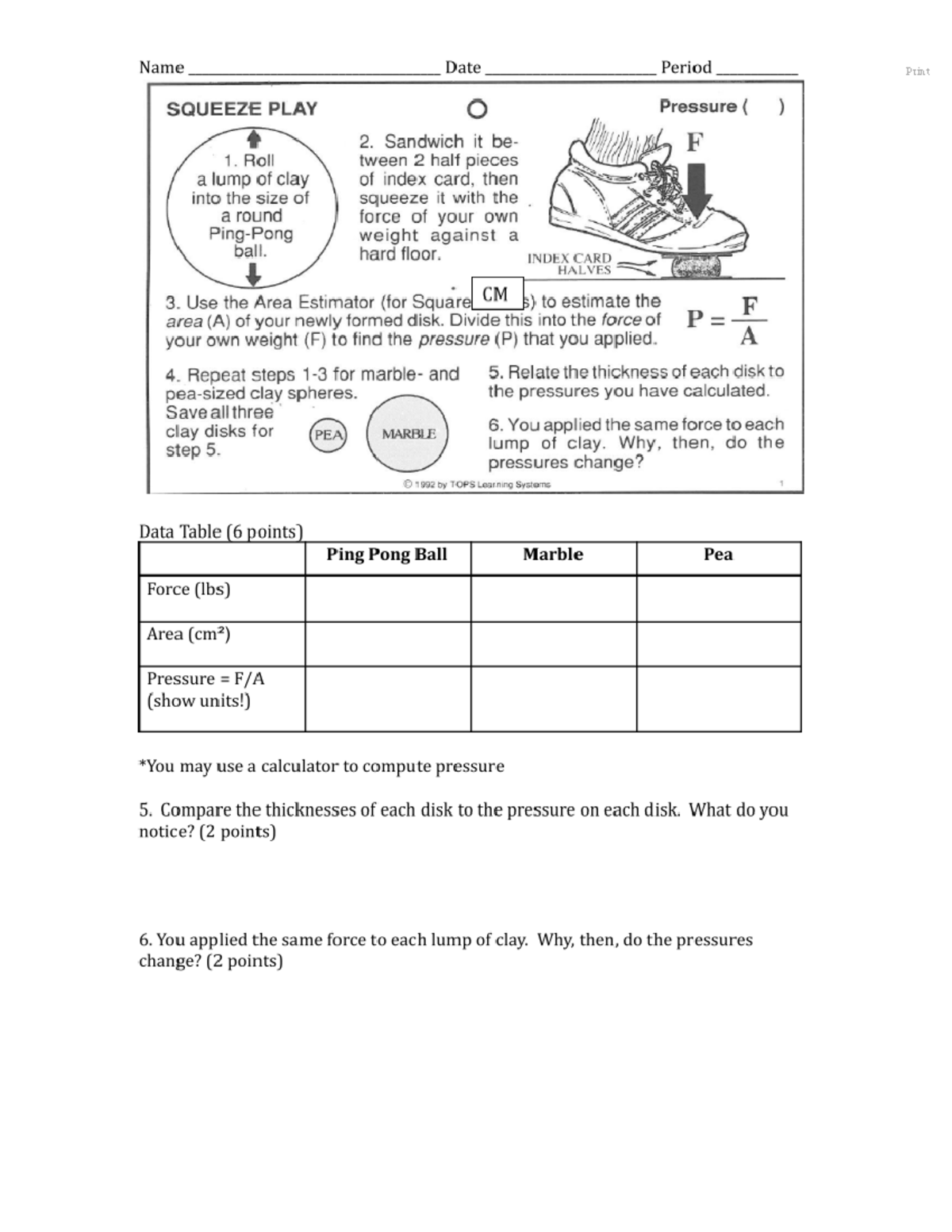 Squeeze Play and Pressure Print Lab Schoology - Print - Studocu