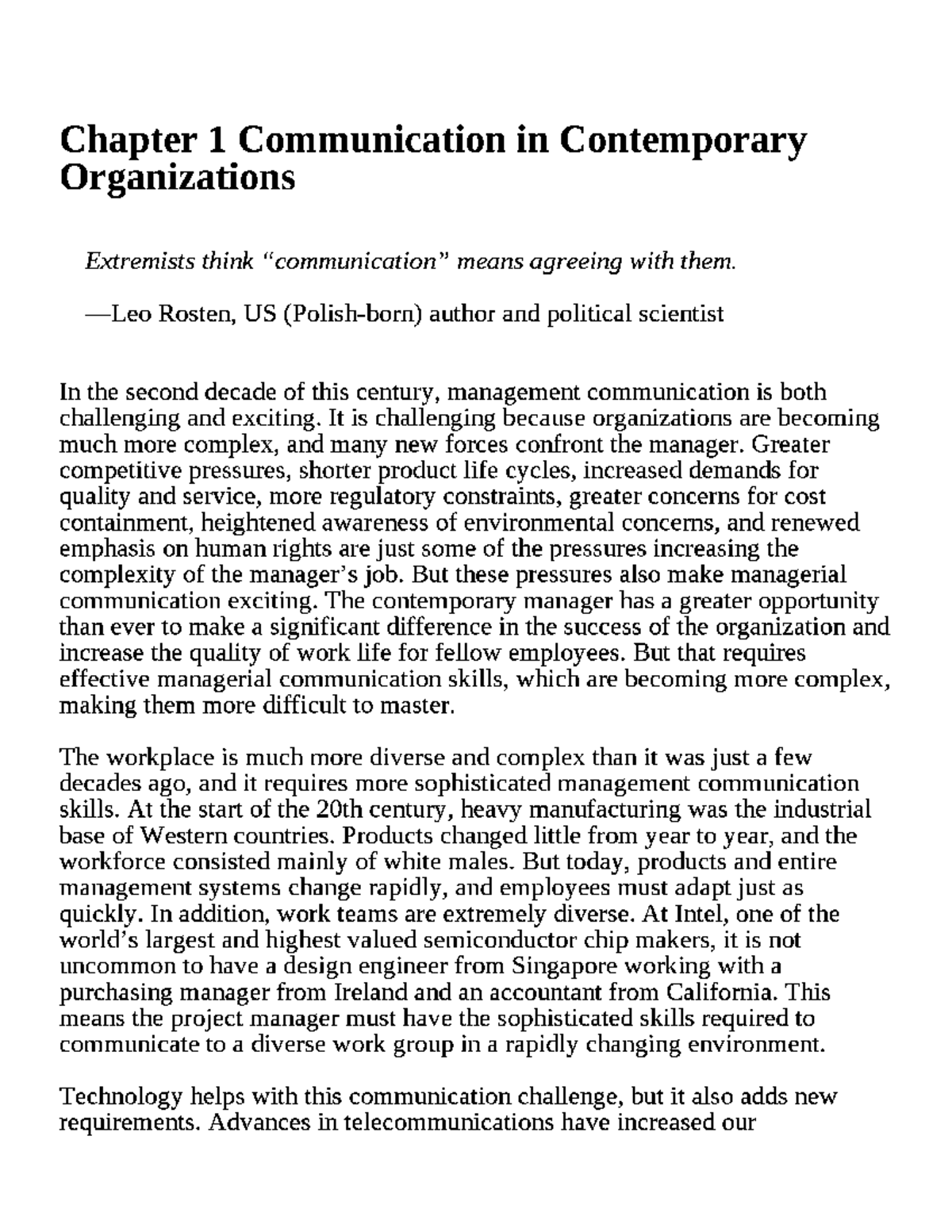 Chapter 1 Day 1 - Managerial Communication - Chapter 1 Communication in ...