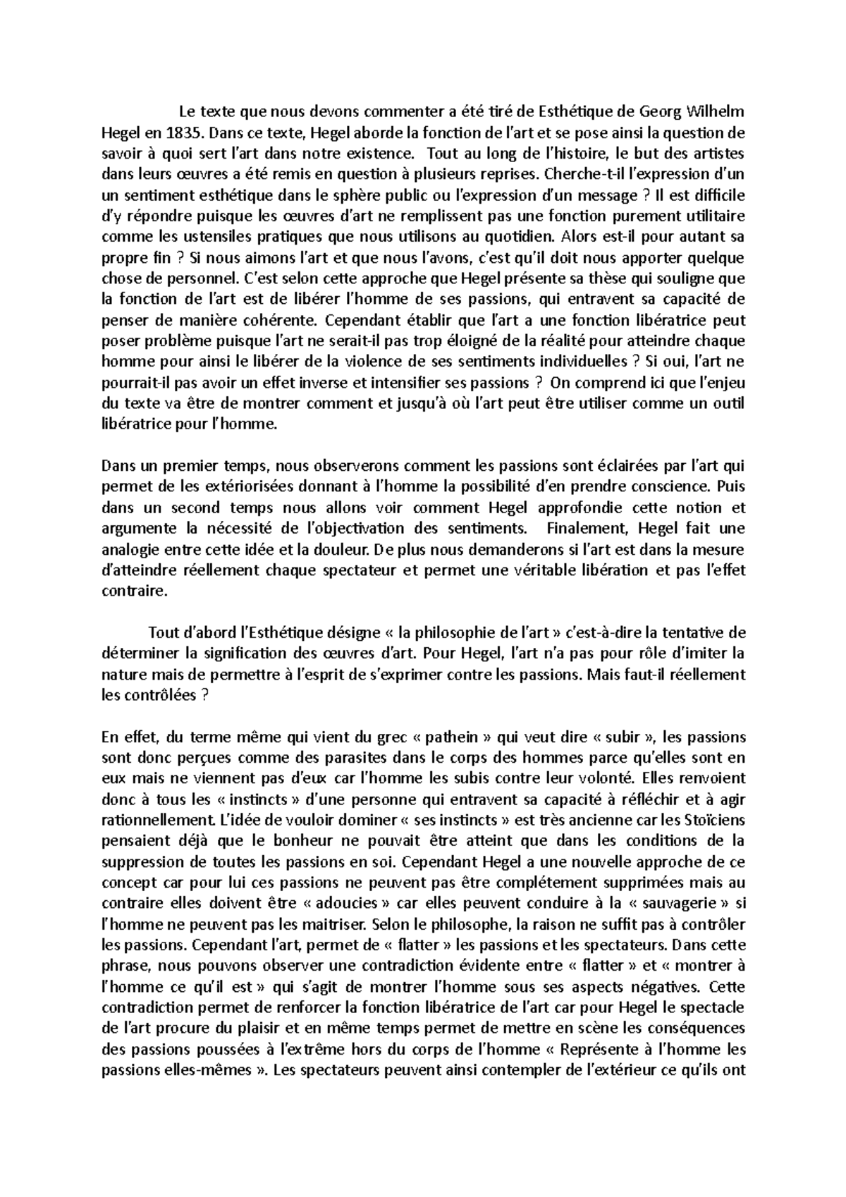 Art philo - commentaire de texte sur la notion de L'art de Hengel - Le ...