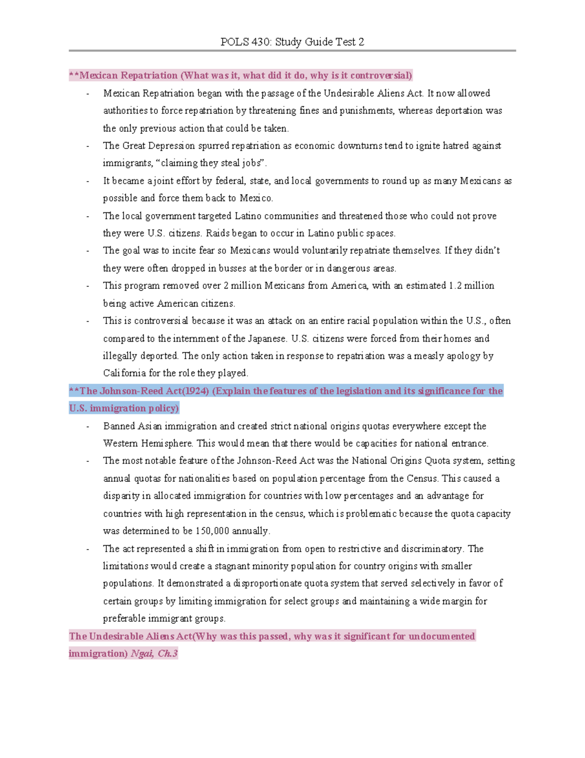 POLS 430 Study Guide Test 2 - POLS 430: Study Guide Test 2 **Mexican ...