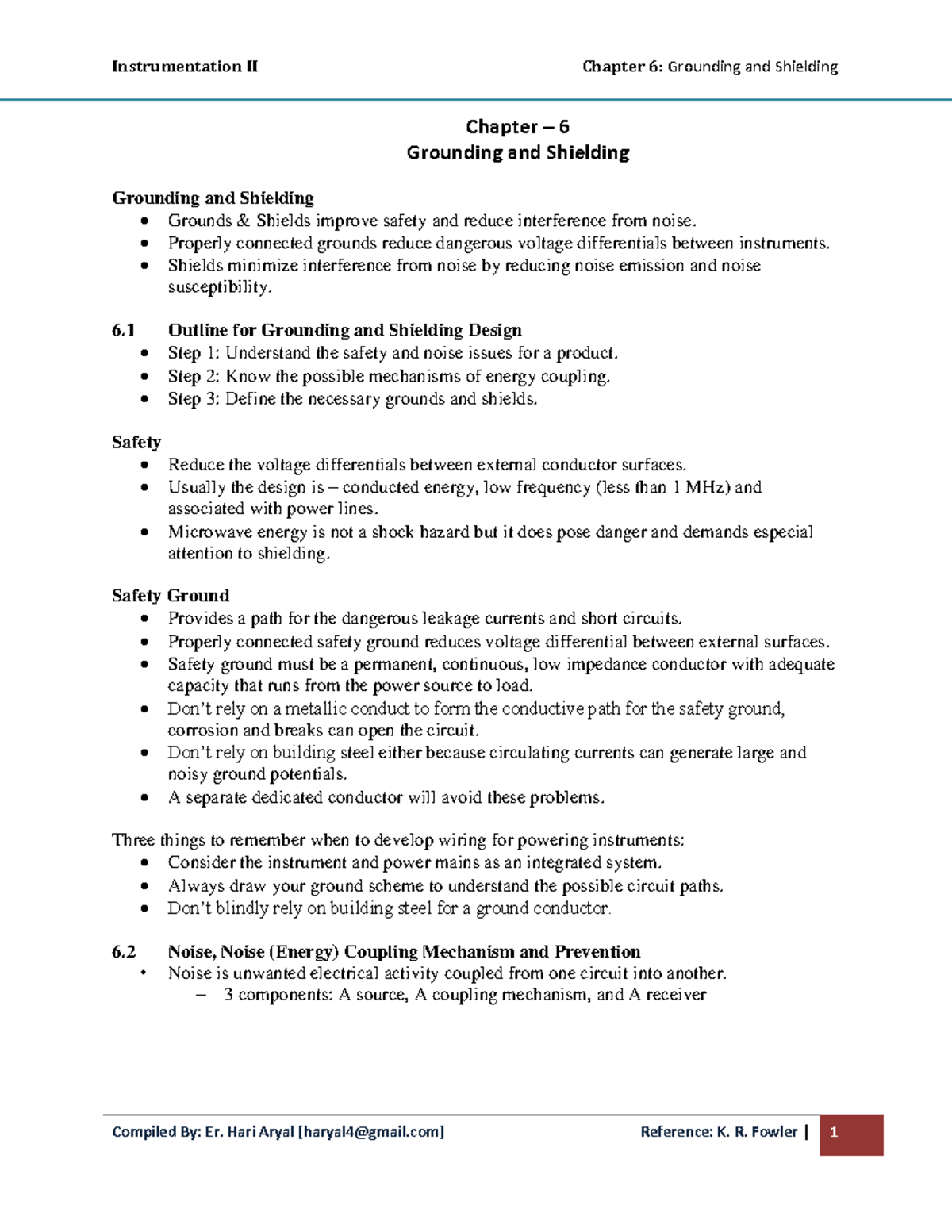 Chapter 6 - Grounding and Shielding - Chapter – 6 Grounding and Shielding Grounding and ...