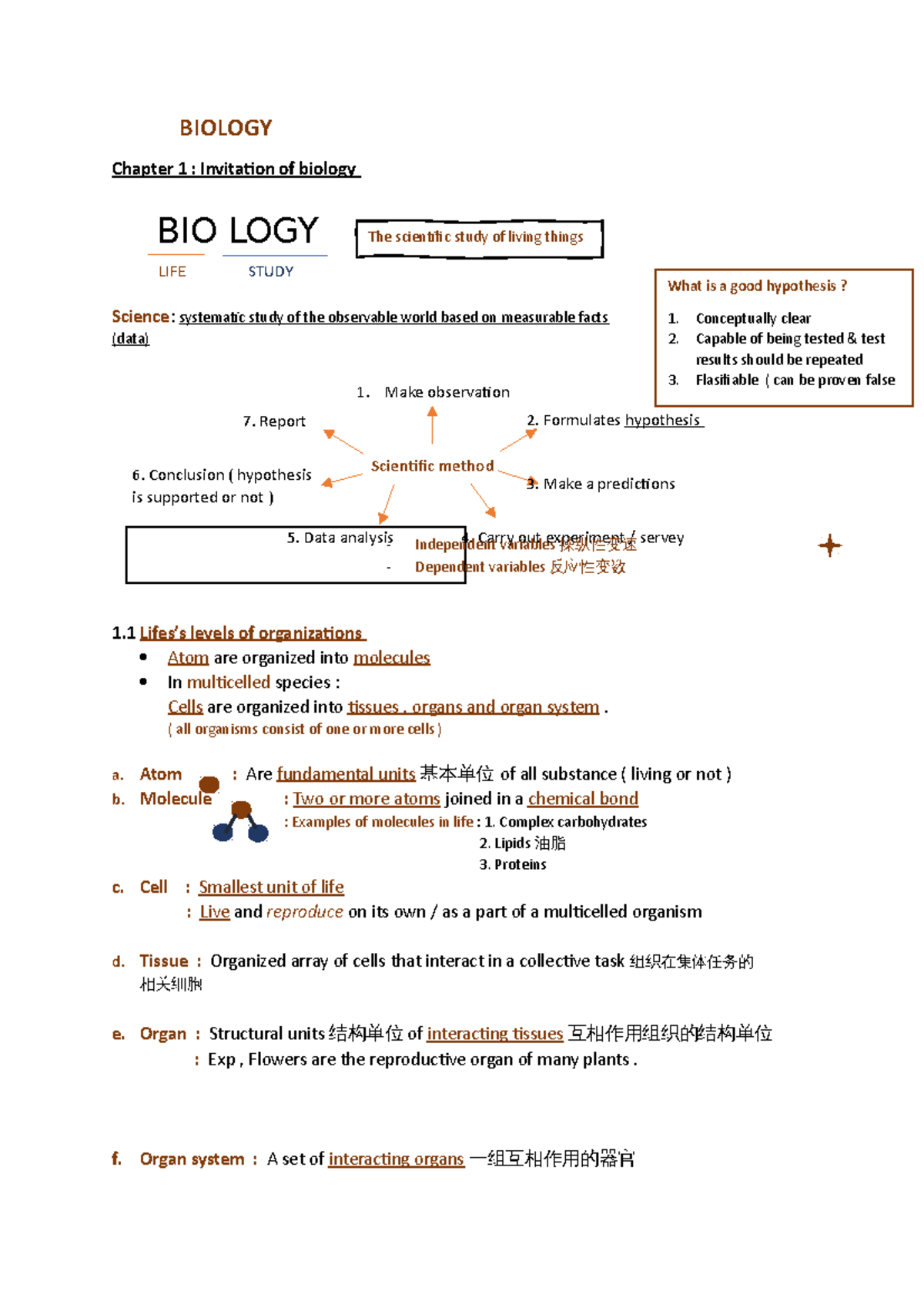 BIO121 - Chapter 1 ( Invitation of biology ) - BIOLOGY Chapter 1 ...