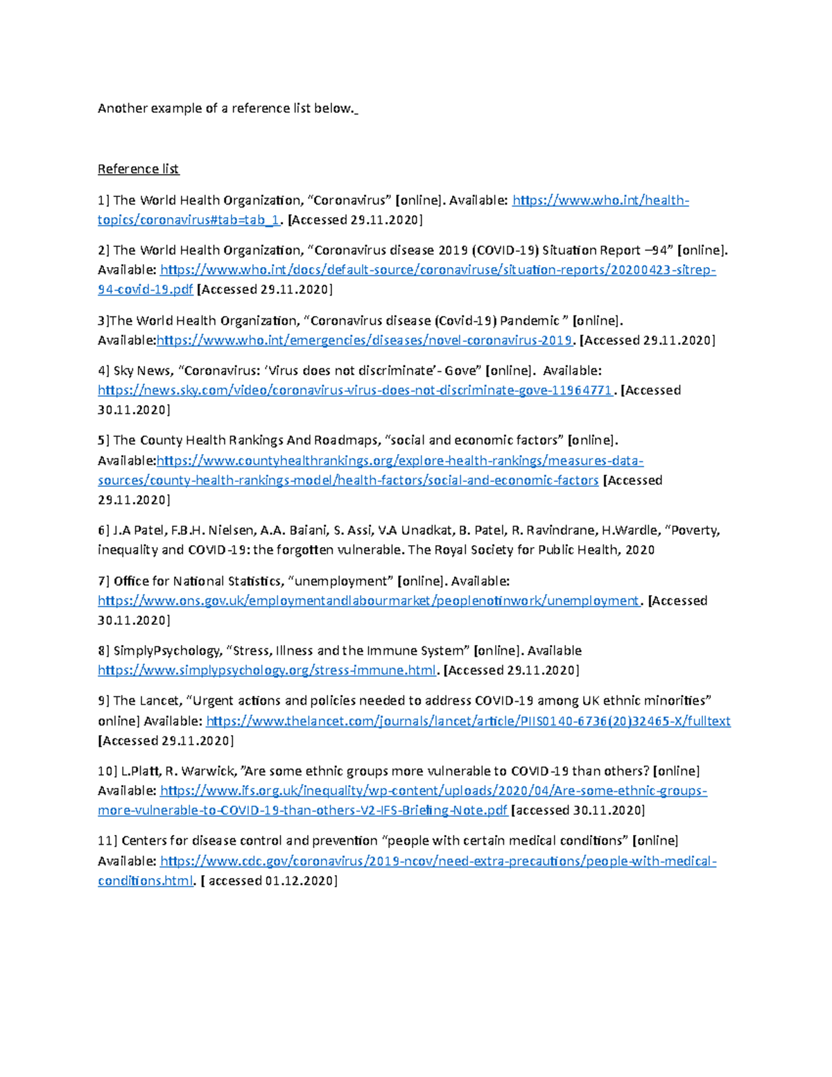 Refernce lists example - Copy - Another example of a reference list ...