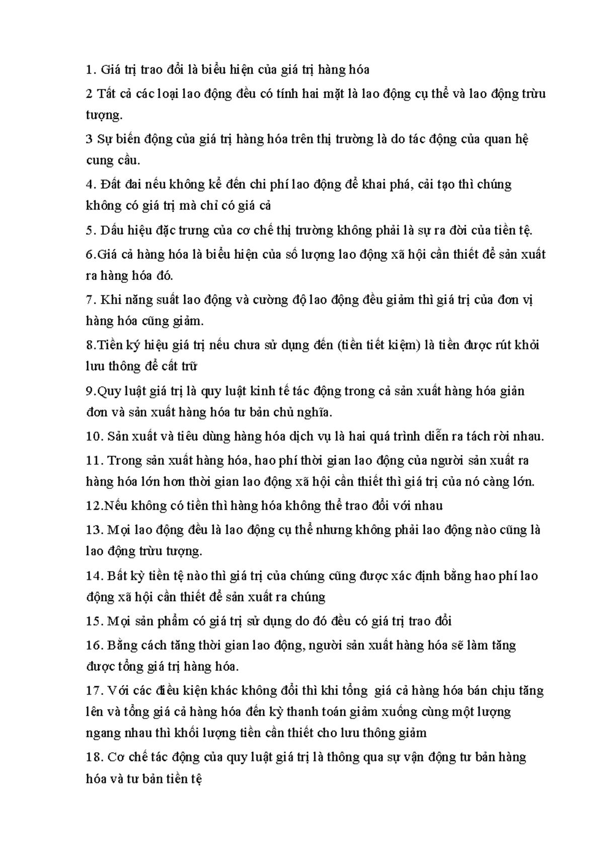 Ktct,. docx - kih tế chính trị - Giá trị trao đổi là biểu hiện của giá trị hàng hóa 2 Tất cả các ...