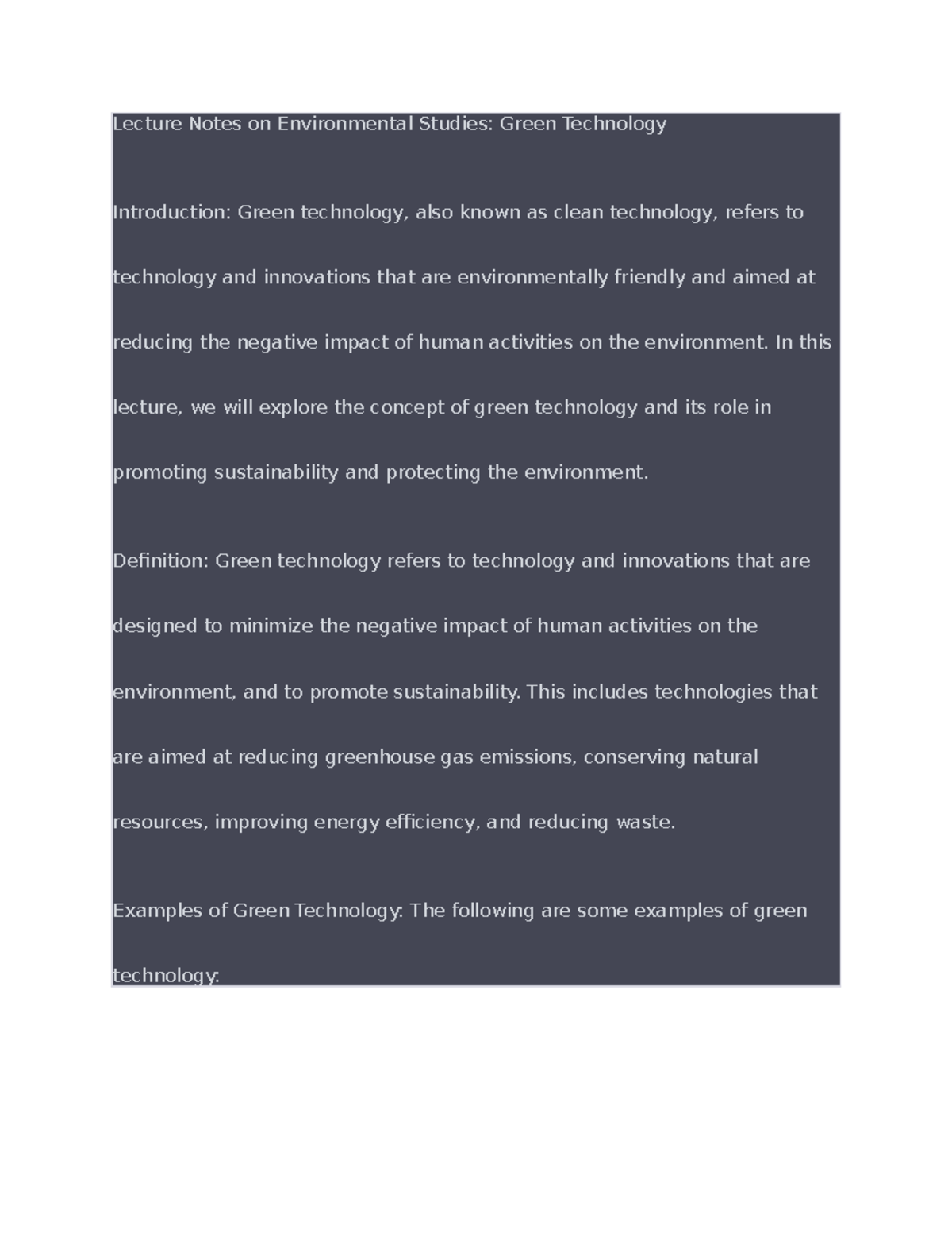 Lecture Notes on Environmental Studies - In this lecture, we will ...