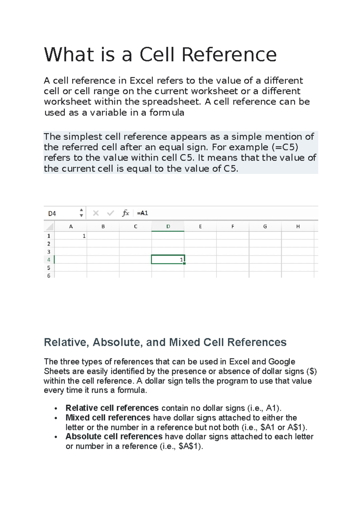 Cell References - dfgmhjmhxgzfvdS - What is a Cell Reference A cell ...