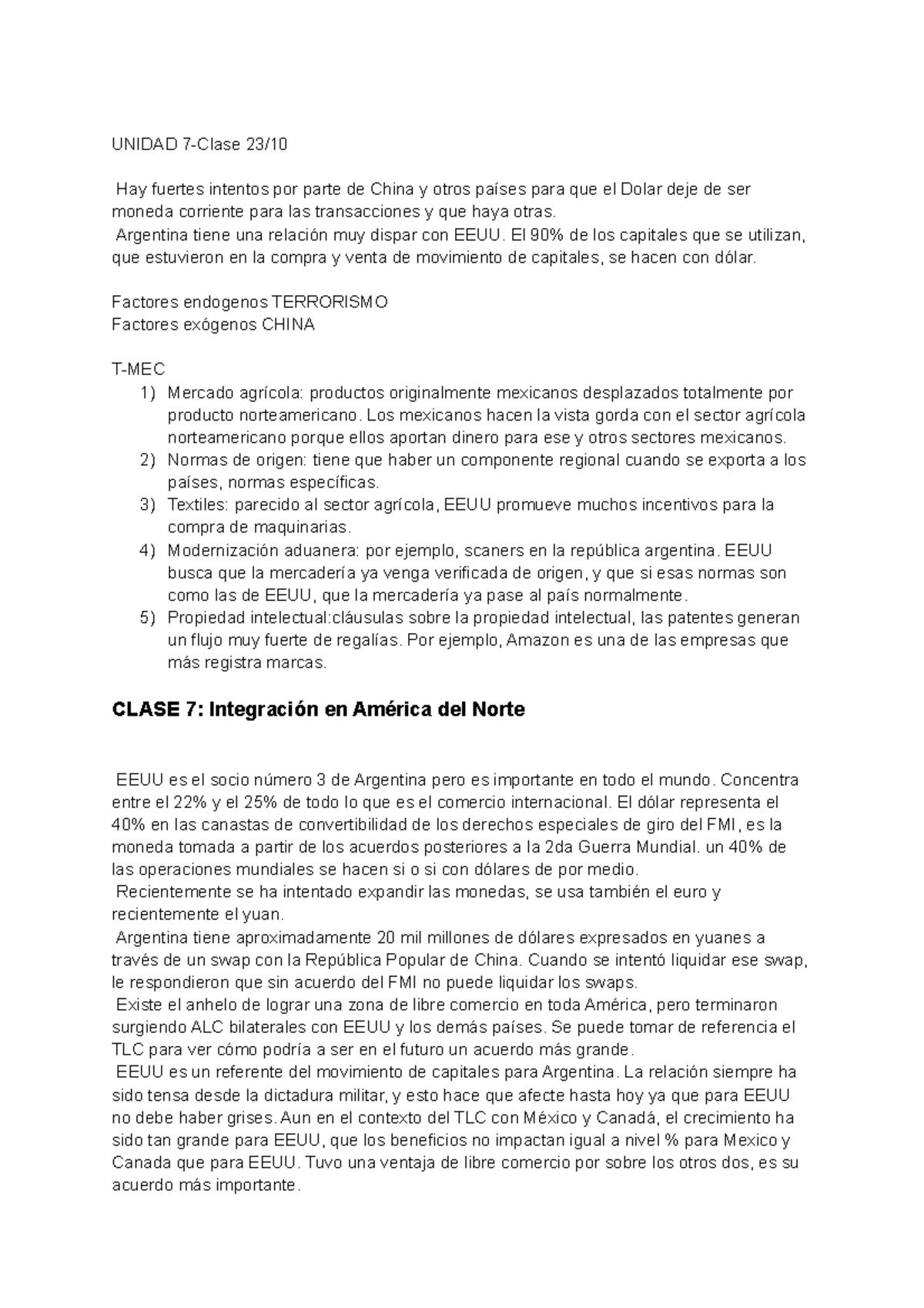 Apuntes de clase (2da Parte) - UNIDAD 7-Clase 23/ Hay fuertes intentos ...