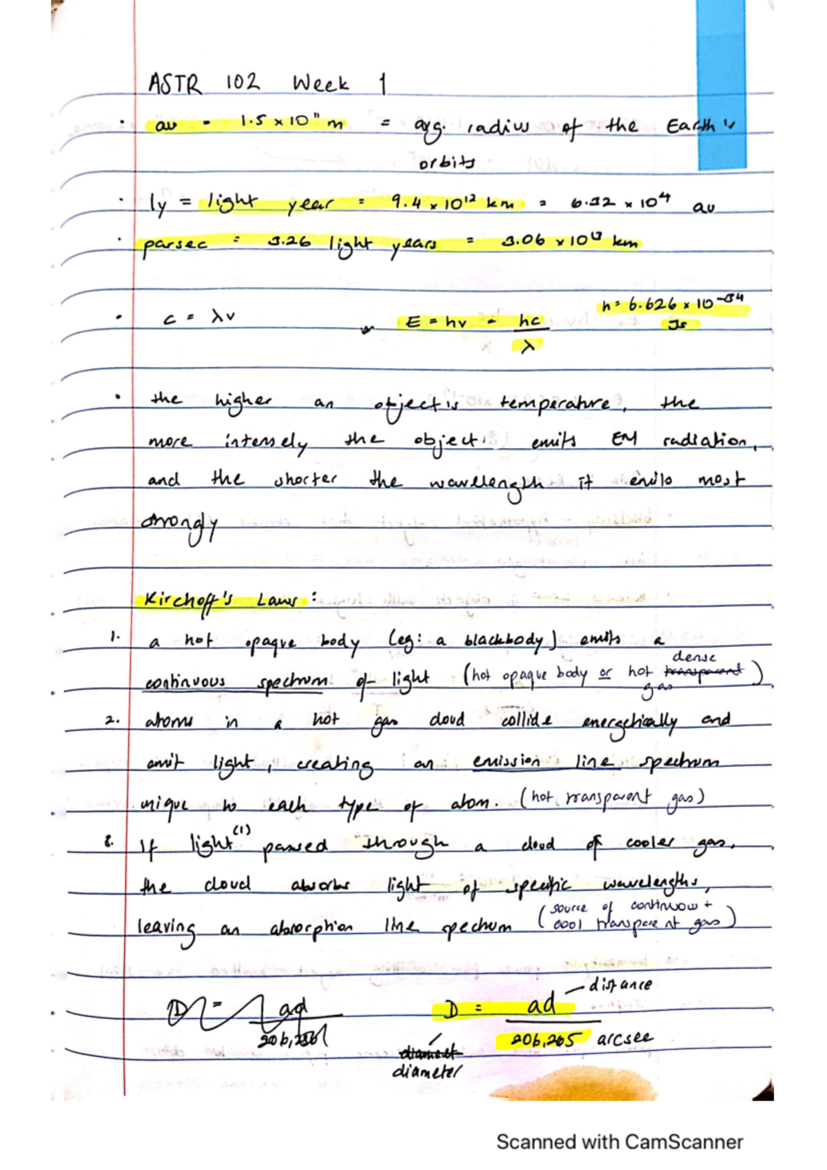 Quiz 1 Summarised Notes - ASTR 102 - Studocu