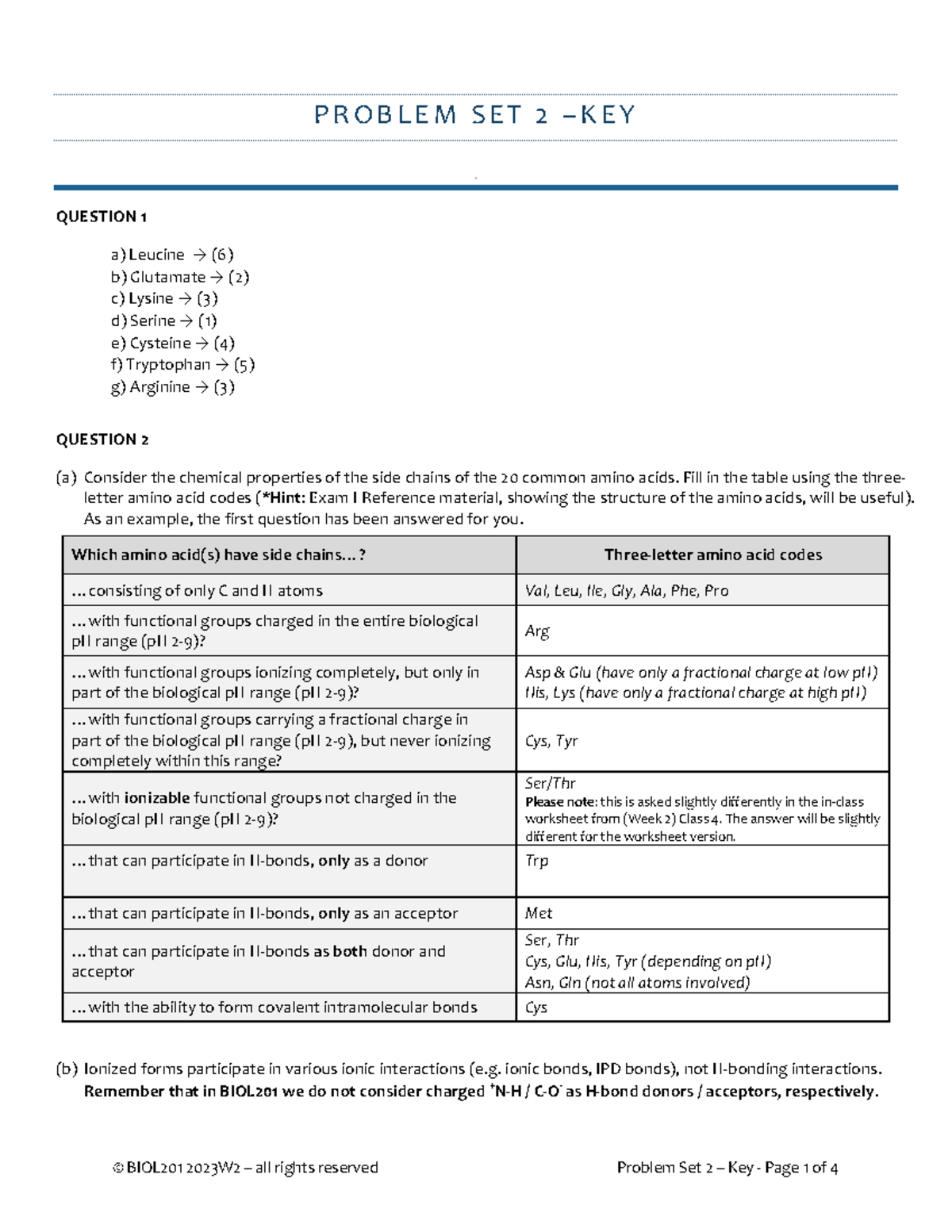 PS2 Key Jan29th2024 - Problem set 2 Answers - P R O B L E M S E T 2 – K E Y . QUESTION 1 a ...