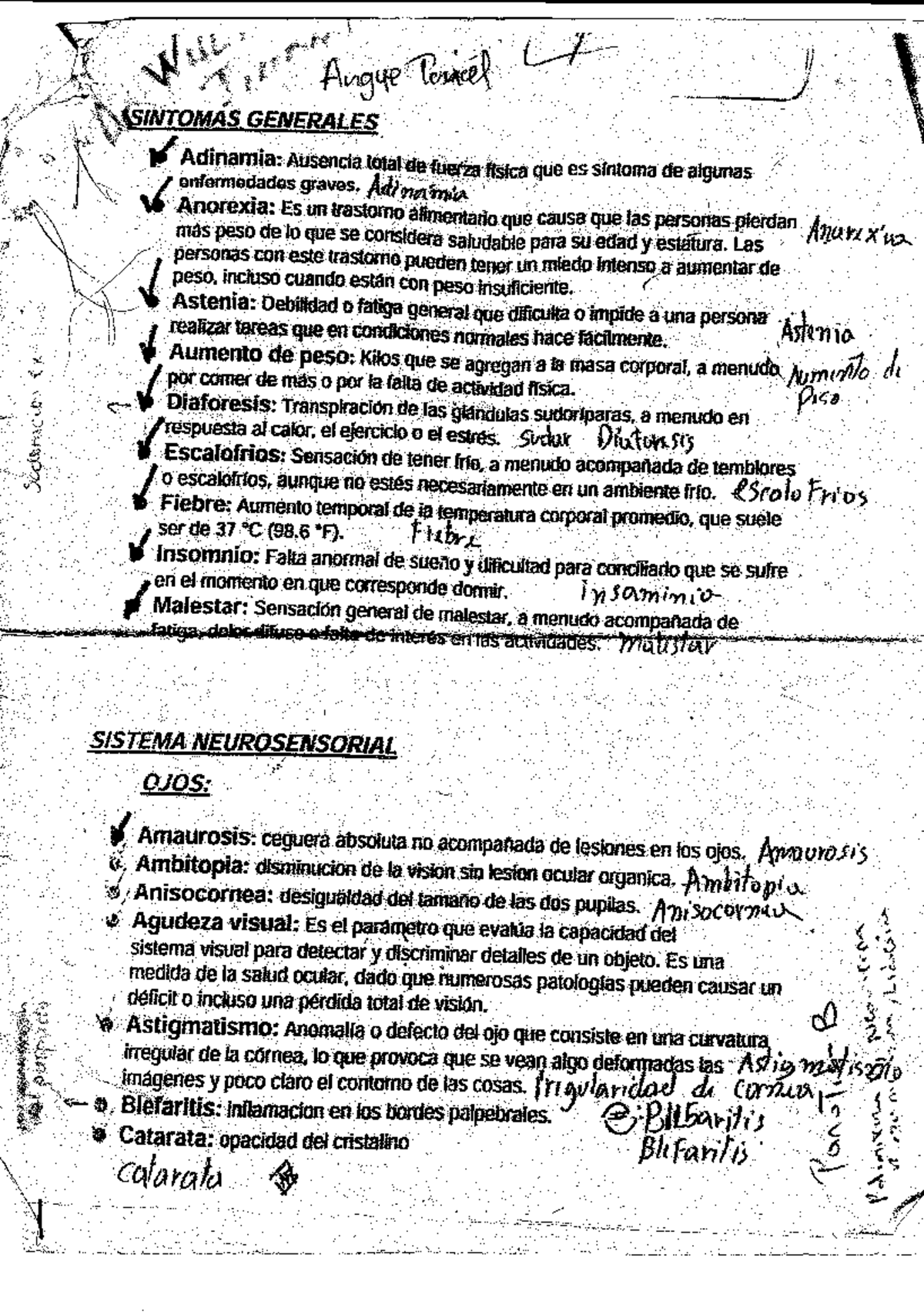 Glosario terminologia medica 2024-II - Angue SINTOMAS GENERALES ...