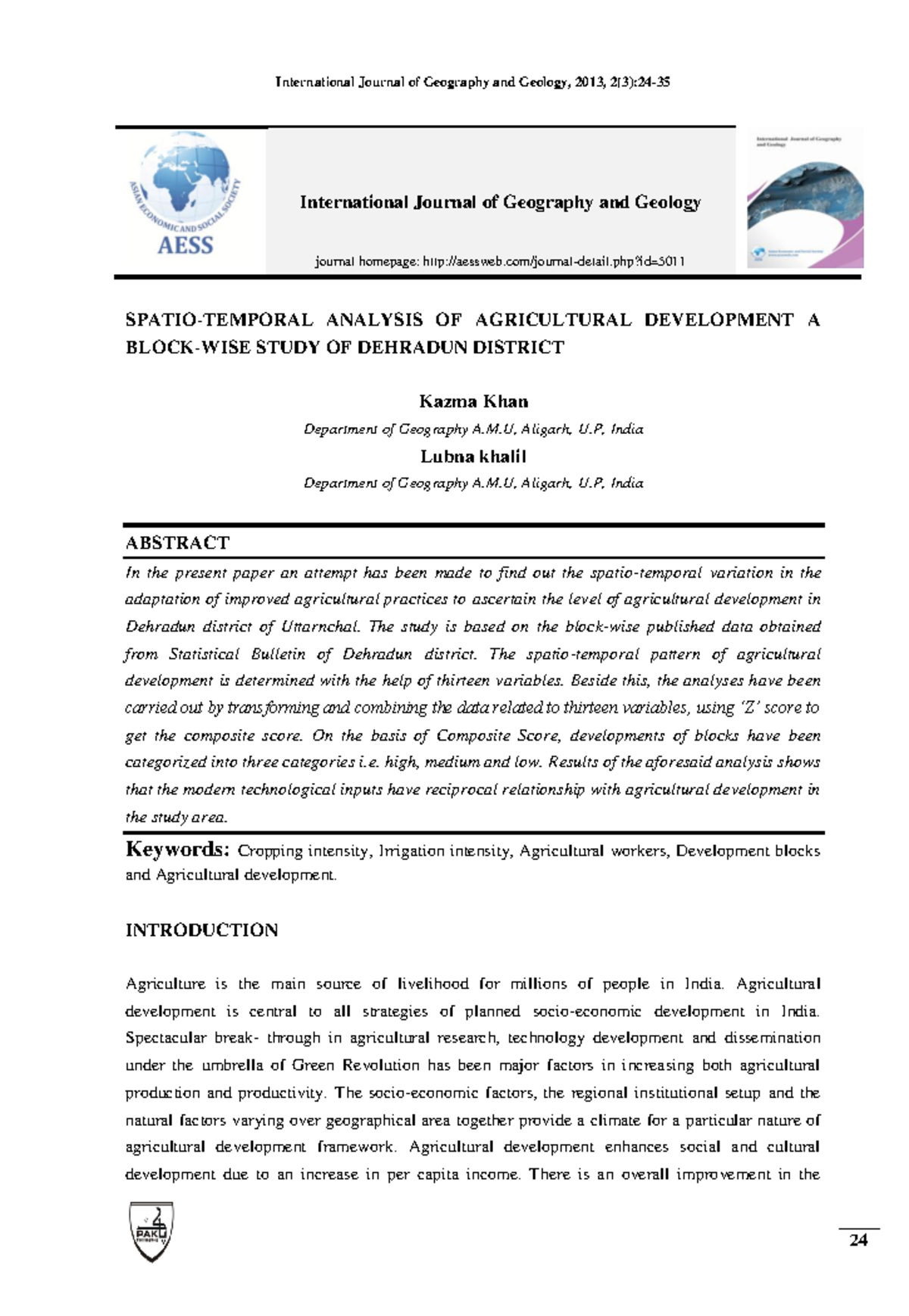 Spatio Temporal Analysis Of Agricultural Spatio Temporal Analysis Of