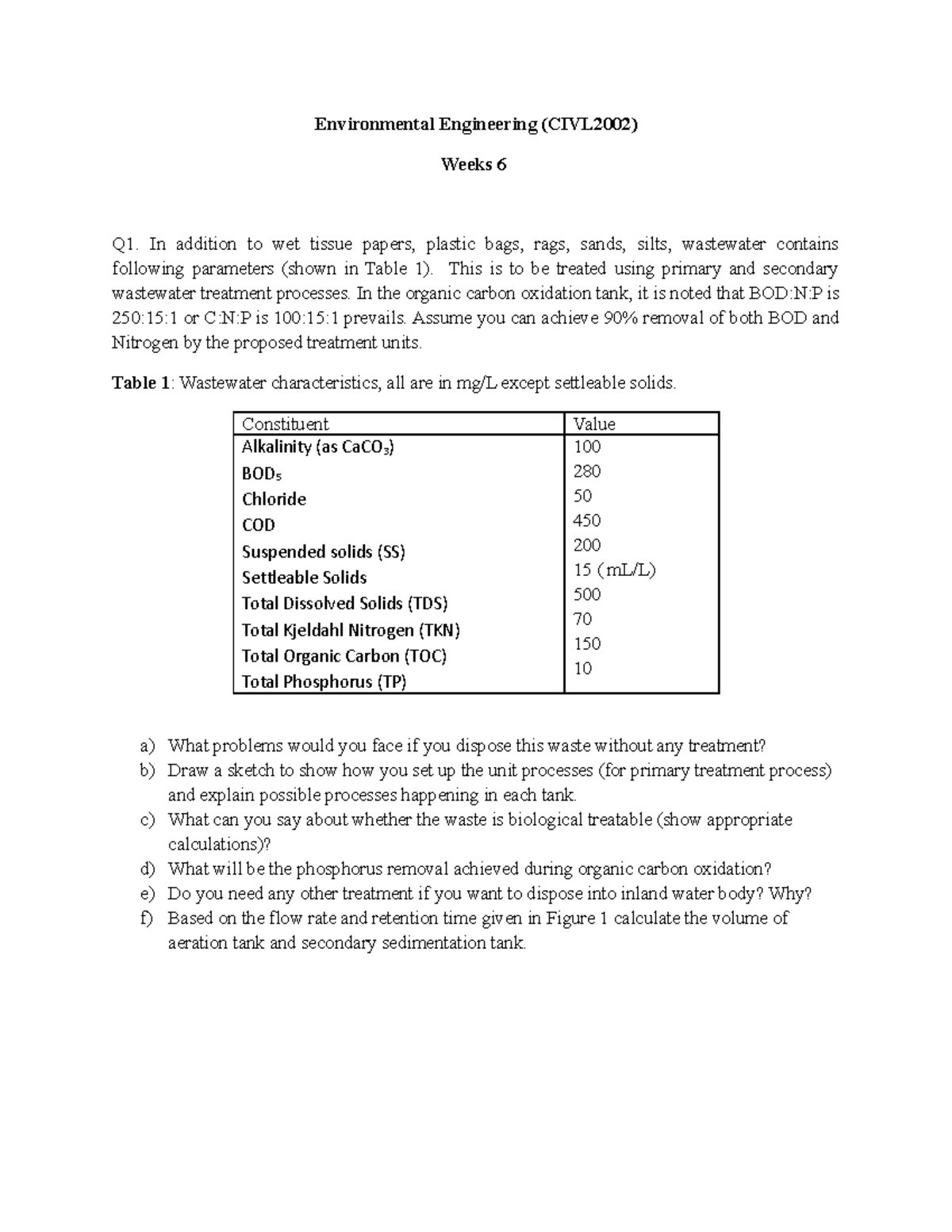 Tutorial Week 6 solutions - Environmental Engineering (CIVL2002) Weeks 6 Q1. In addition to wet ...