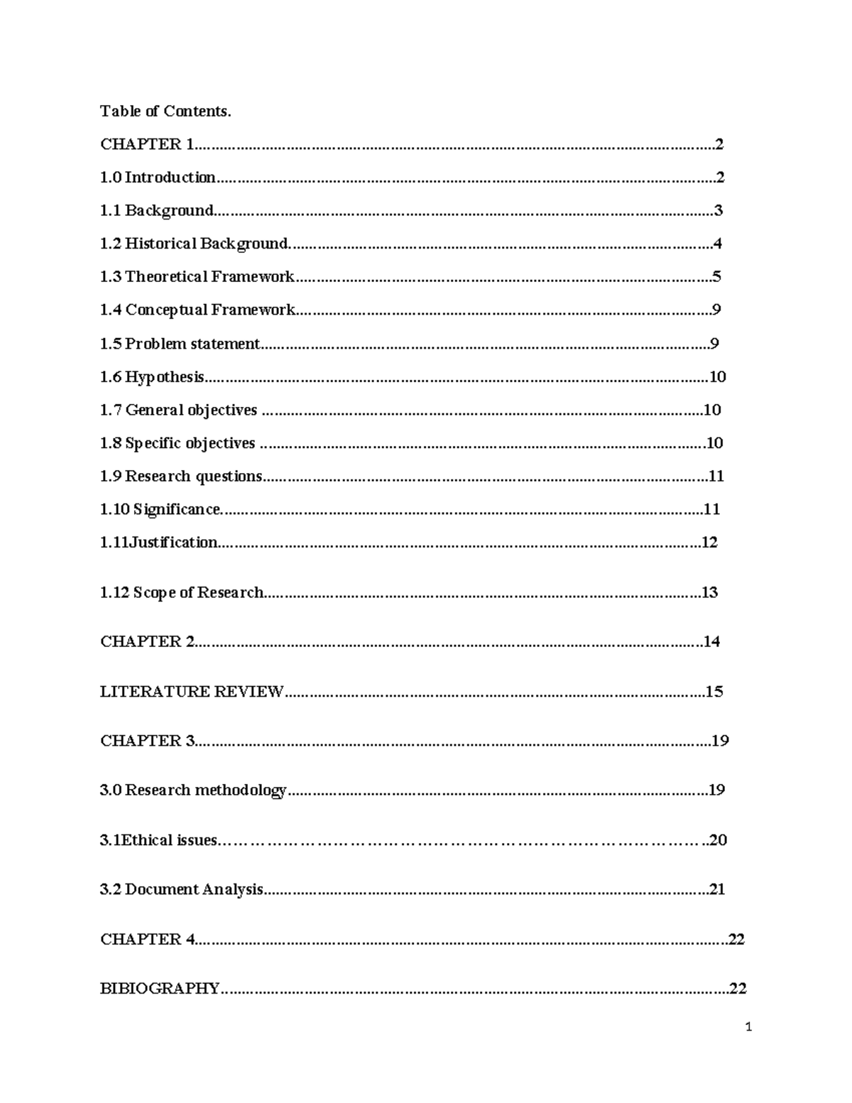 Real proposal - Table of Contents. CHAPTER - Studocu