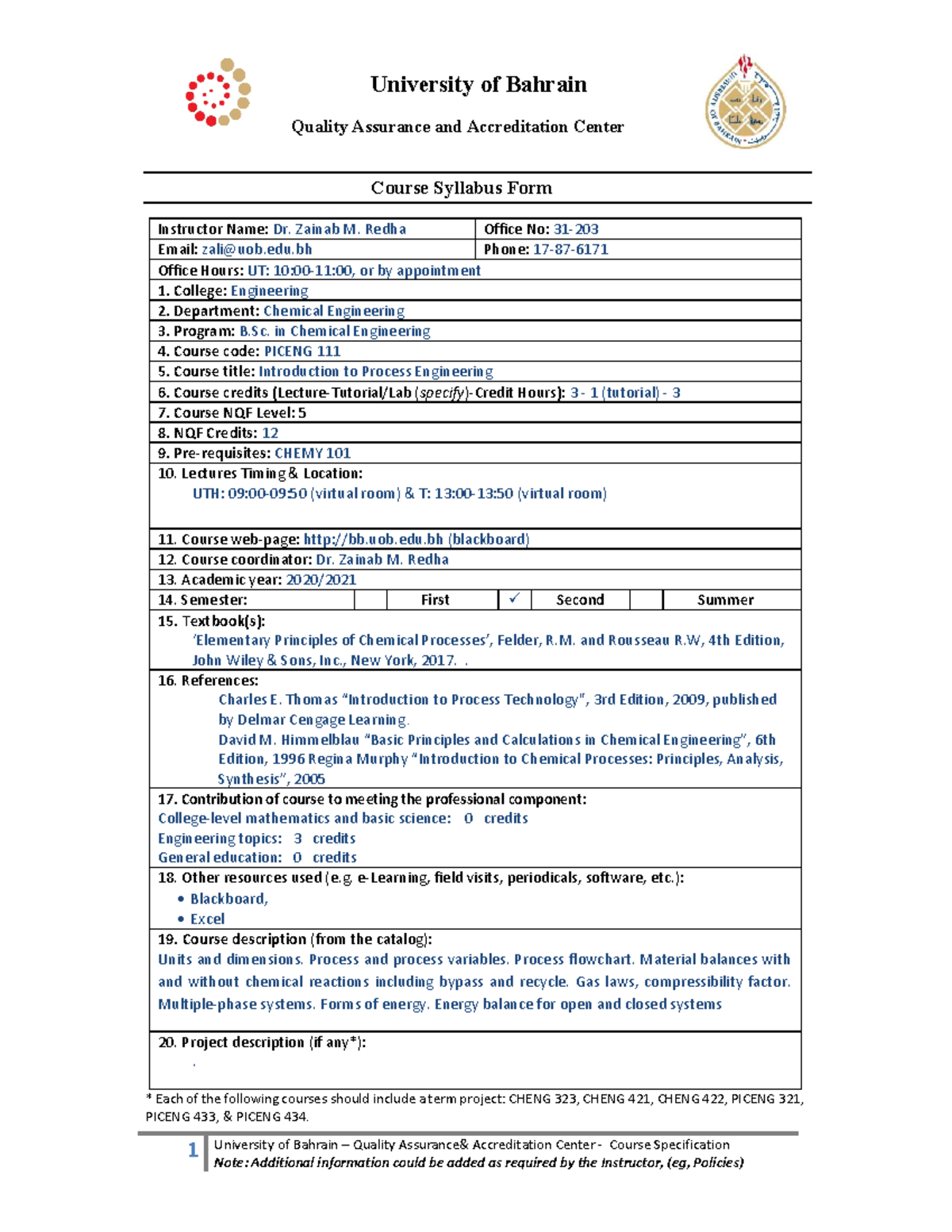 1 - Lec note - University of Bahrain Quality Assurance and ...