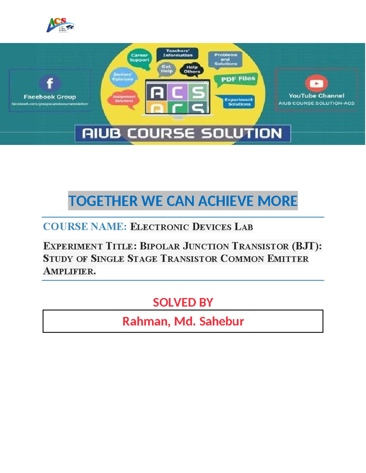 Electronics-Devices-Lab Exp-7 Final-term fall-22-23 ACS - TOGETHER WE ...