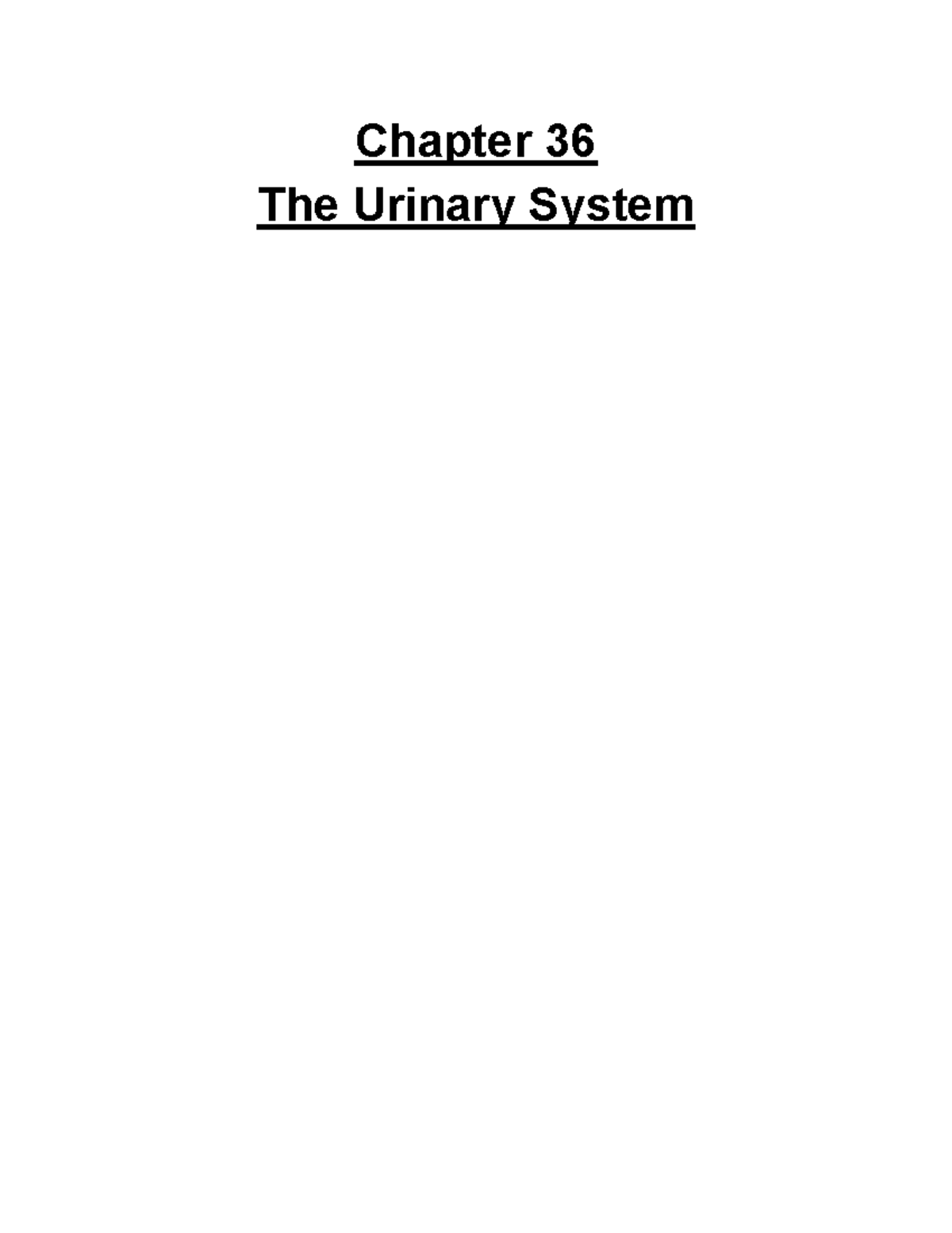 Urinary System lecture notes - Chapter 36 The Urinary System Urinary ...