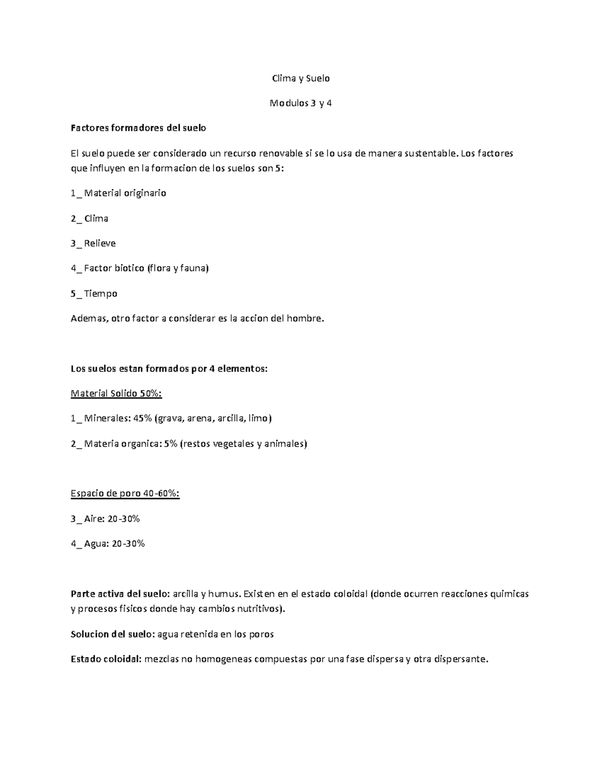 Resumen parcial 2 Clima y Suelo - Clima y Suelo Modulos 3 y 4 Factores ...