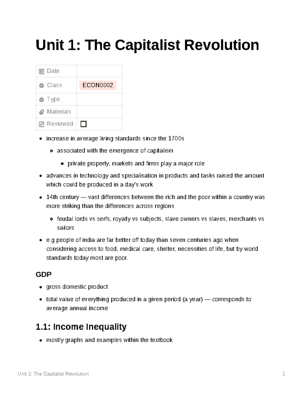 Unit 1 The Capitalist Revolution - Unit 1: The Capitalist Revolution ...
