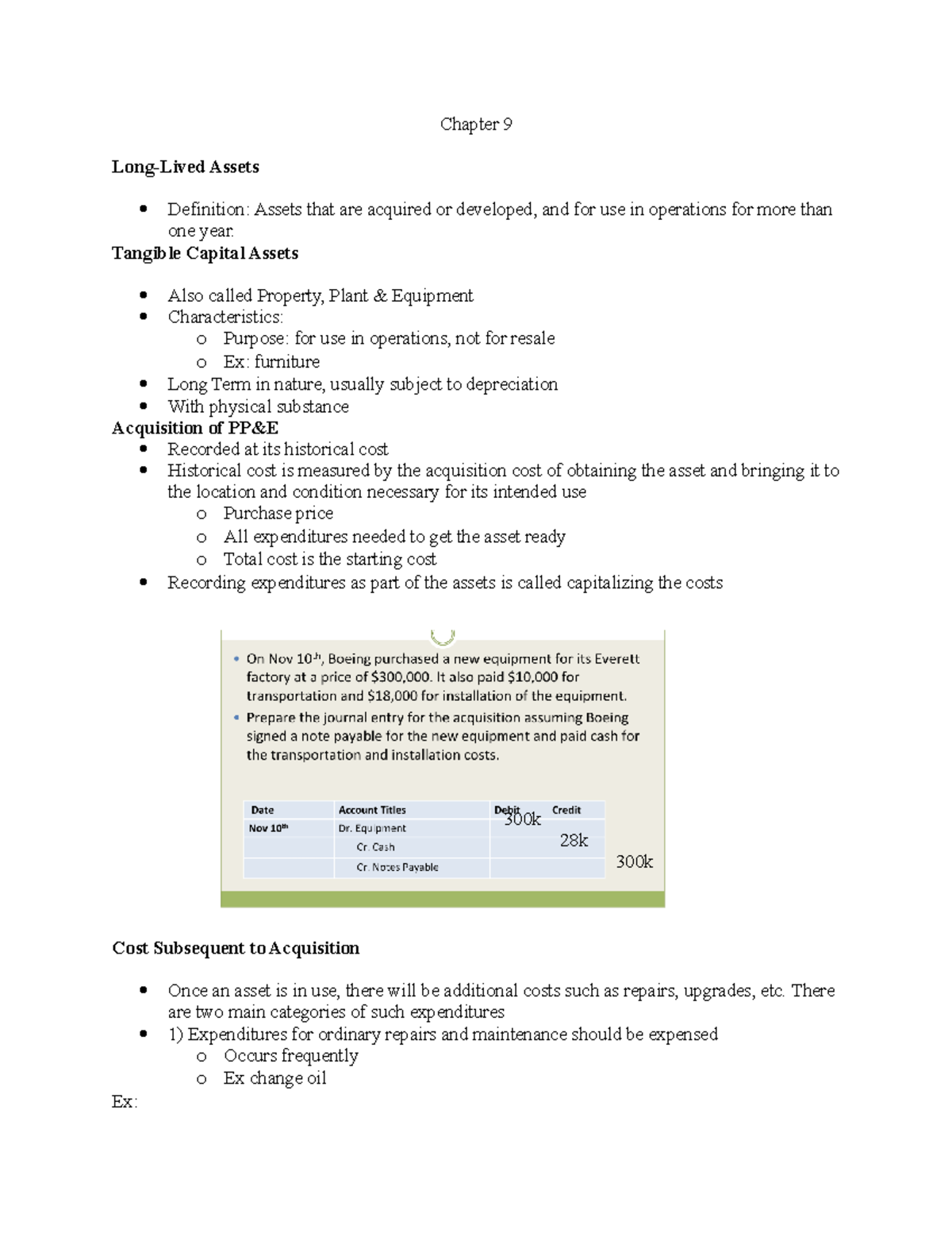 Chapter 9 - Chapter 9 Long-Lived Assets Definition: Assets that are ...