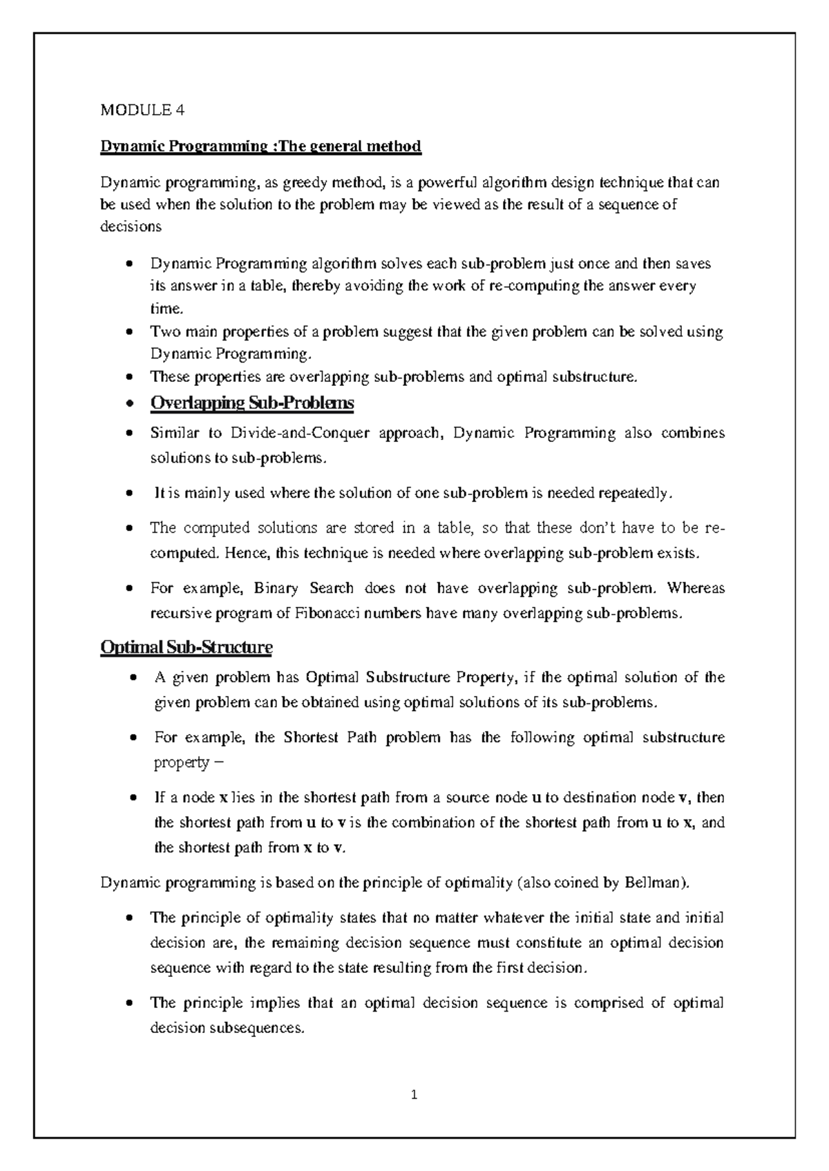 OR UNIT 4 class= - Hshshss - MODULE 4 Dynamic Programming :The general method Dynamic ...