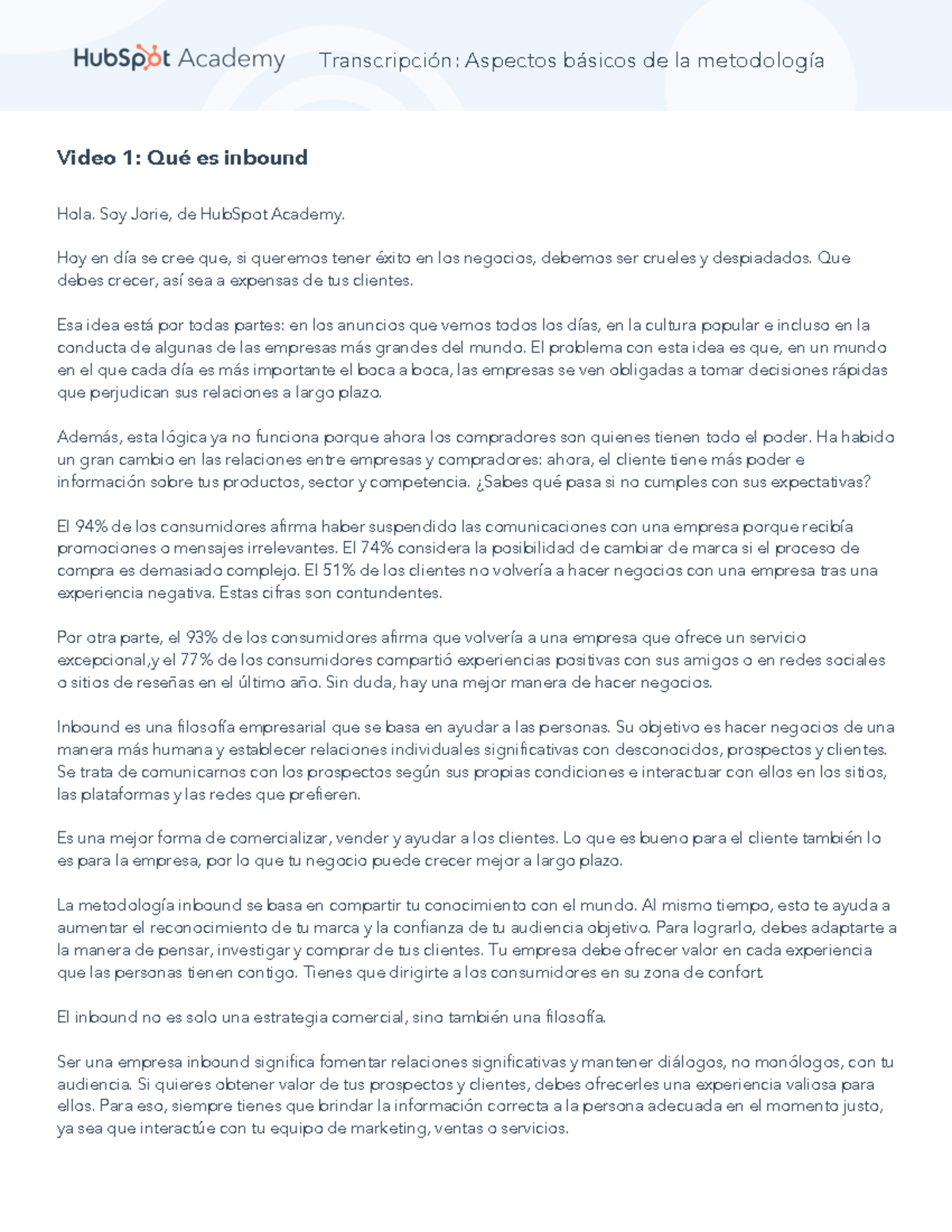 Lesson 1 Understanding the Fundamentals of Inbound - inbound Video 1 ...