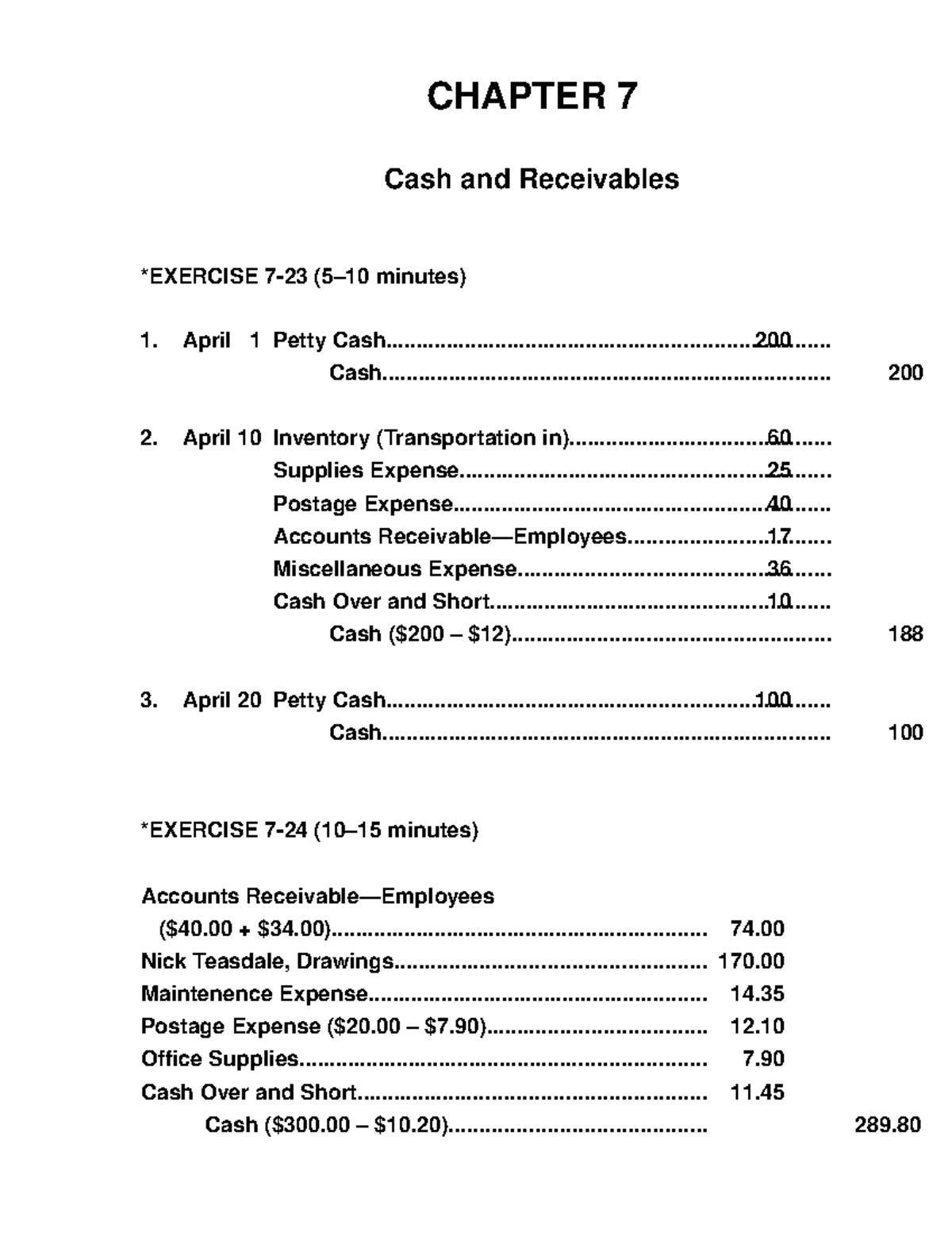 Chapter 7 - tutorial practice questions with answers - Cash and ...