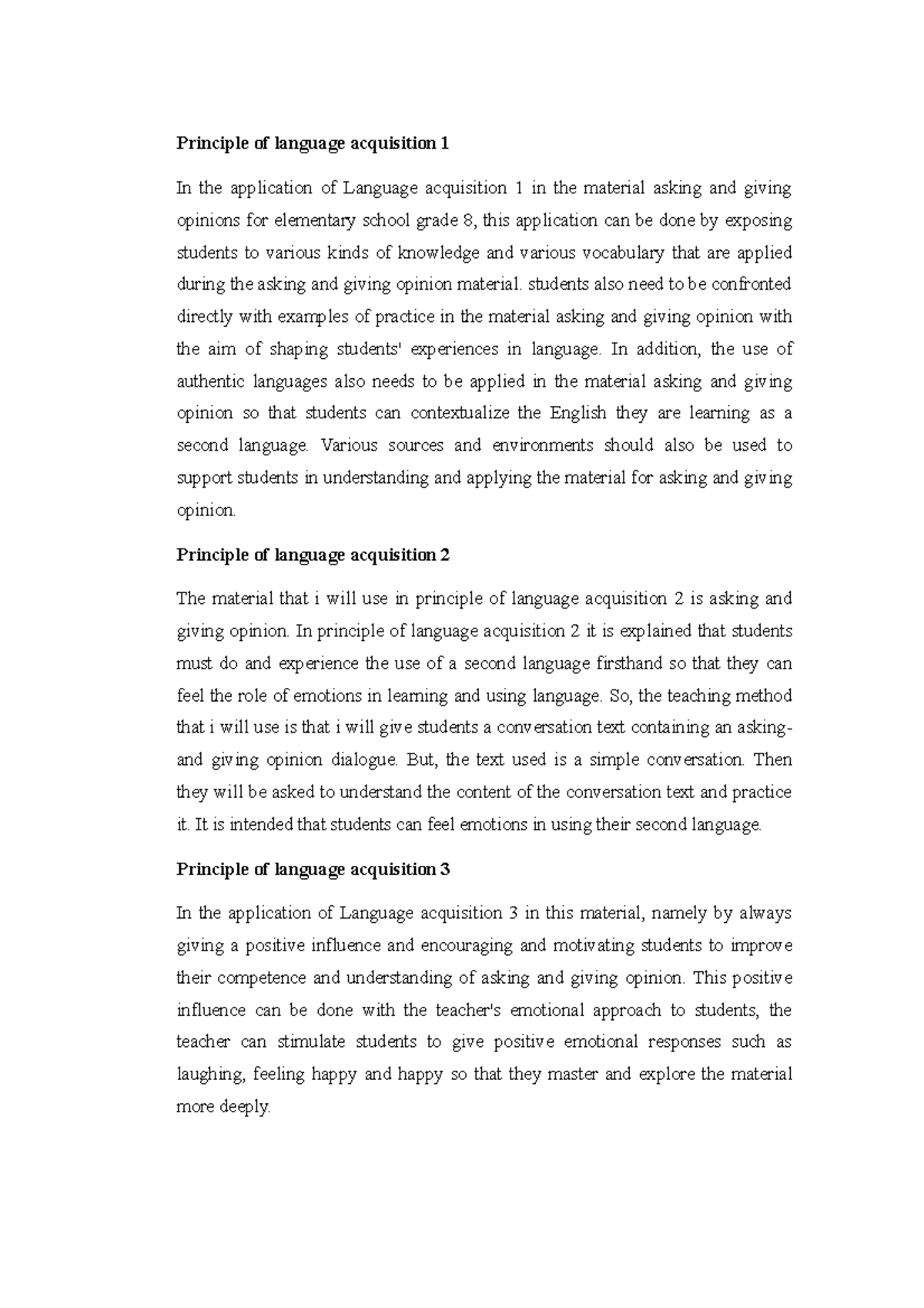 Principle of language acquisition - students also need to be confronted ...