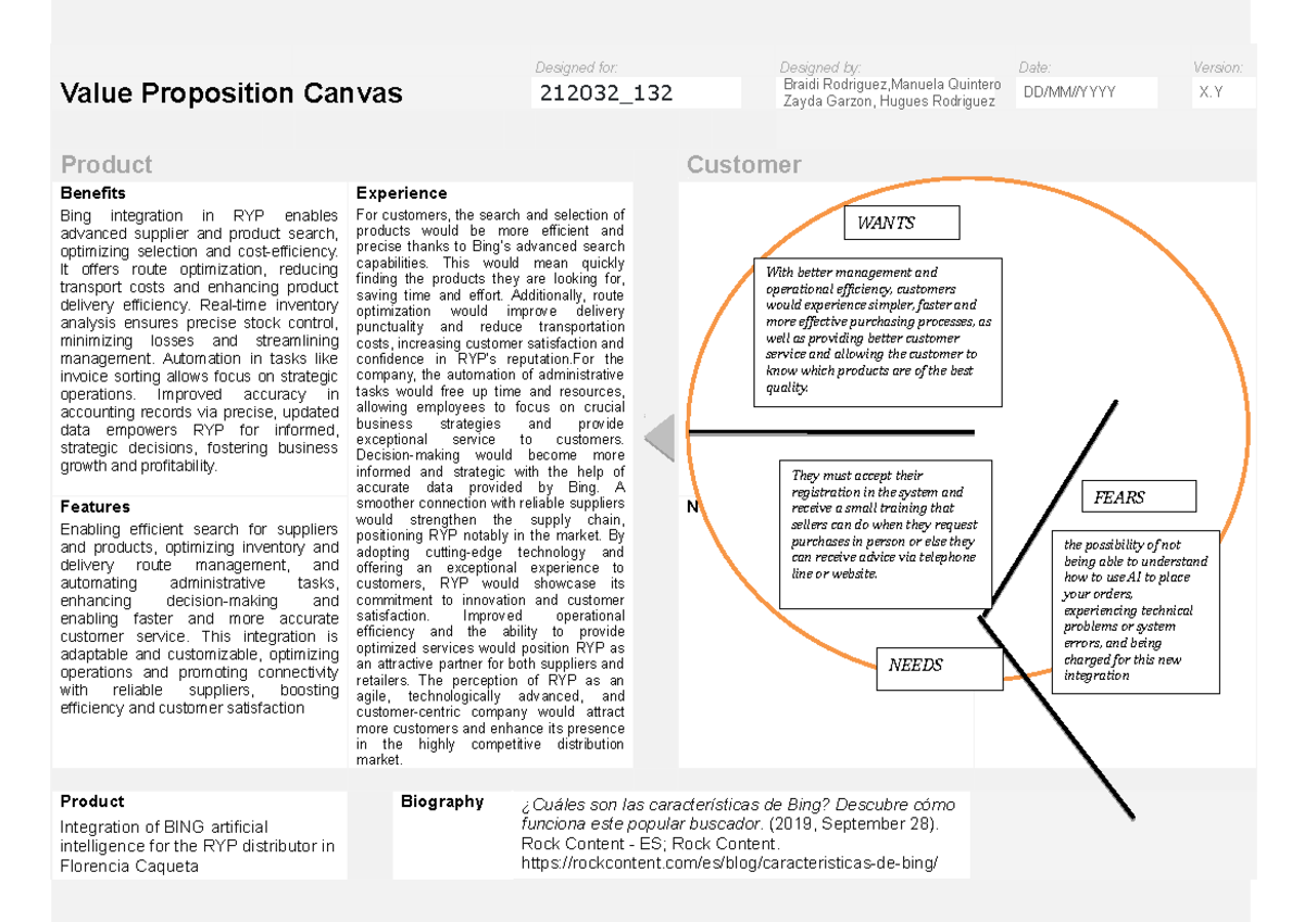 Value-proposition-canvas- grupal RYP - Designed for: Designed by: Date: Version: Value ...