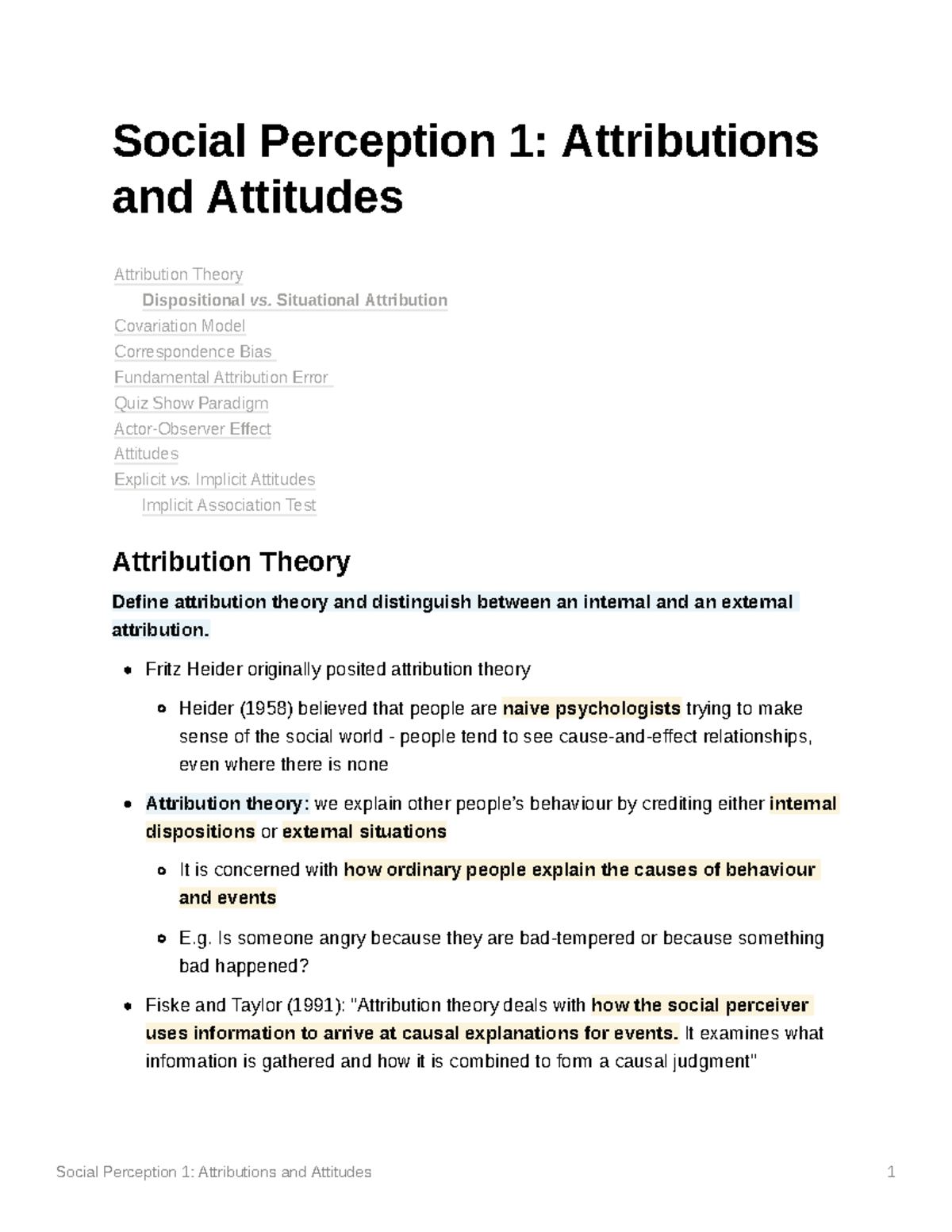 Social Psychology: Social Perception 1 - Social Perception 1 ...
