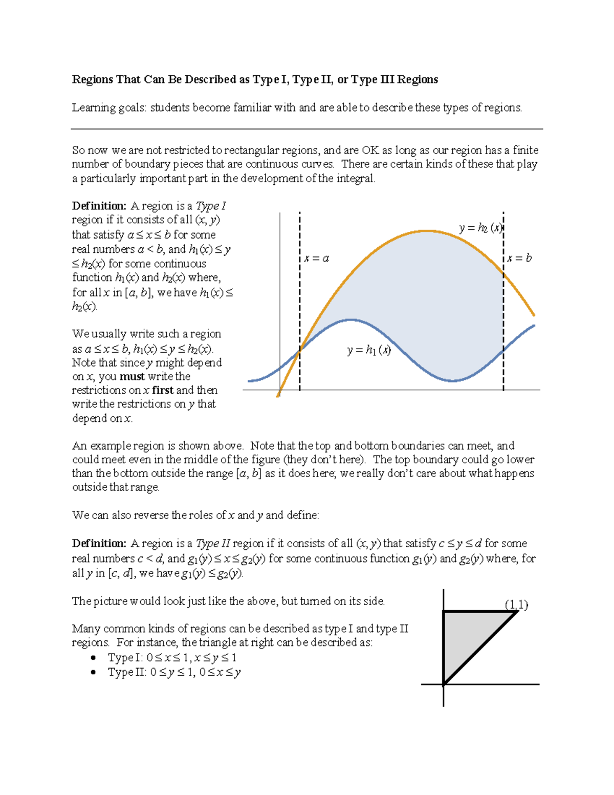 Notes 44-Type I, II, and III regions - Regions That Can Be Described as ...