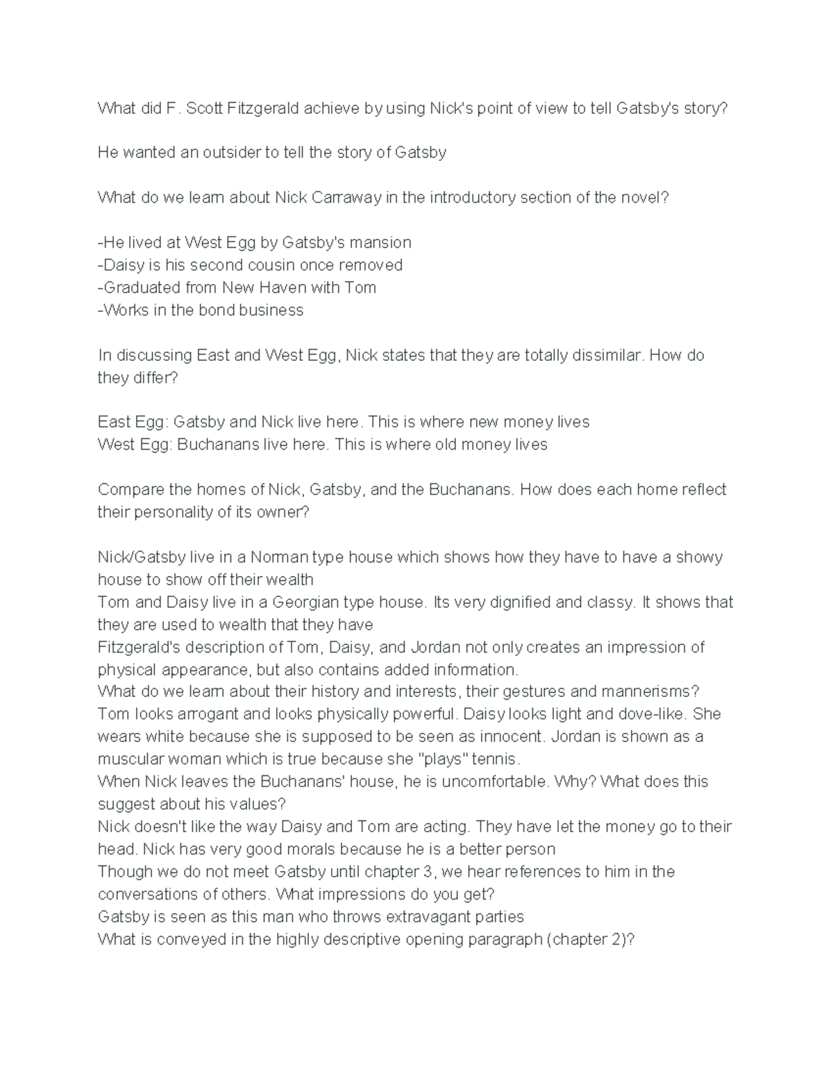 English- great gatsby Study guide - What did F. Scott Fitzgerald ...