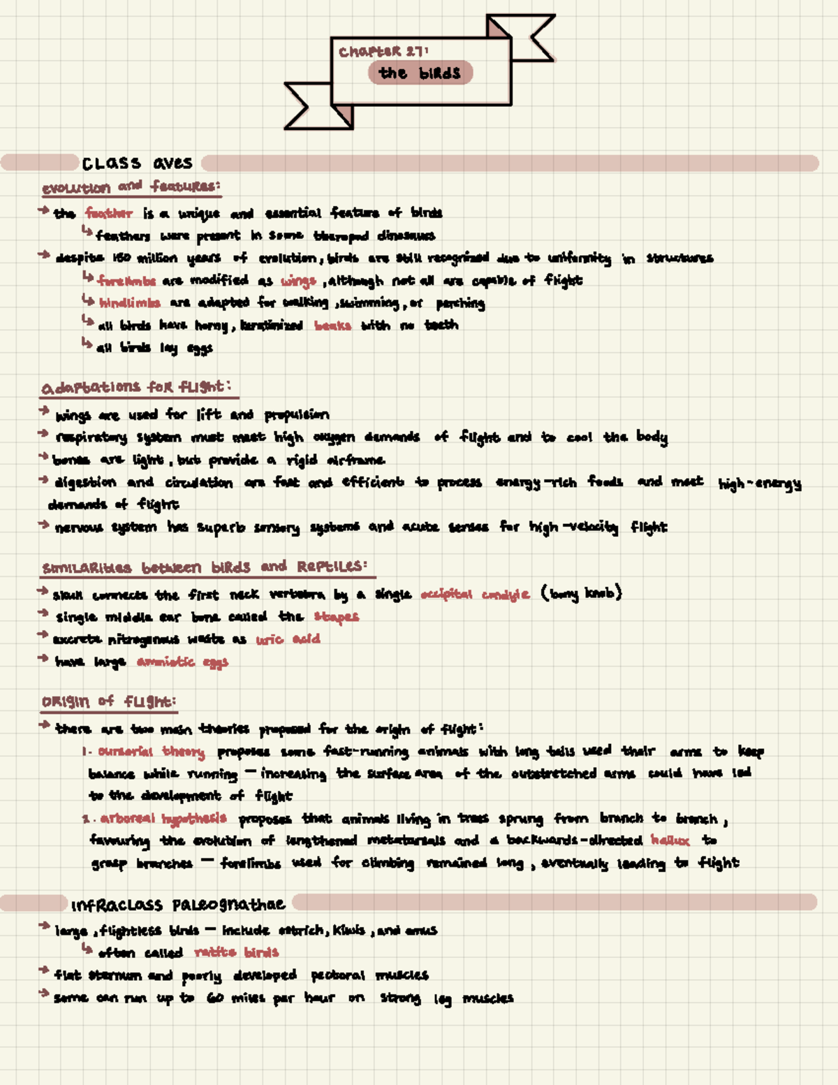 27- Birds - Lecture notes 27 - Chapter 27 : ####### the BIRDS CLASS ...
