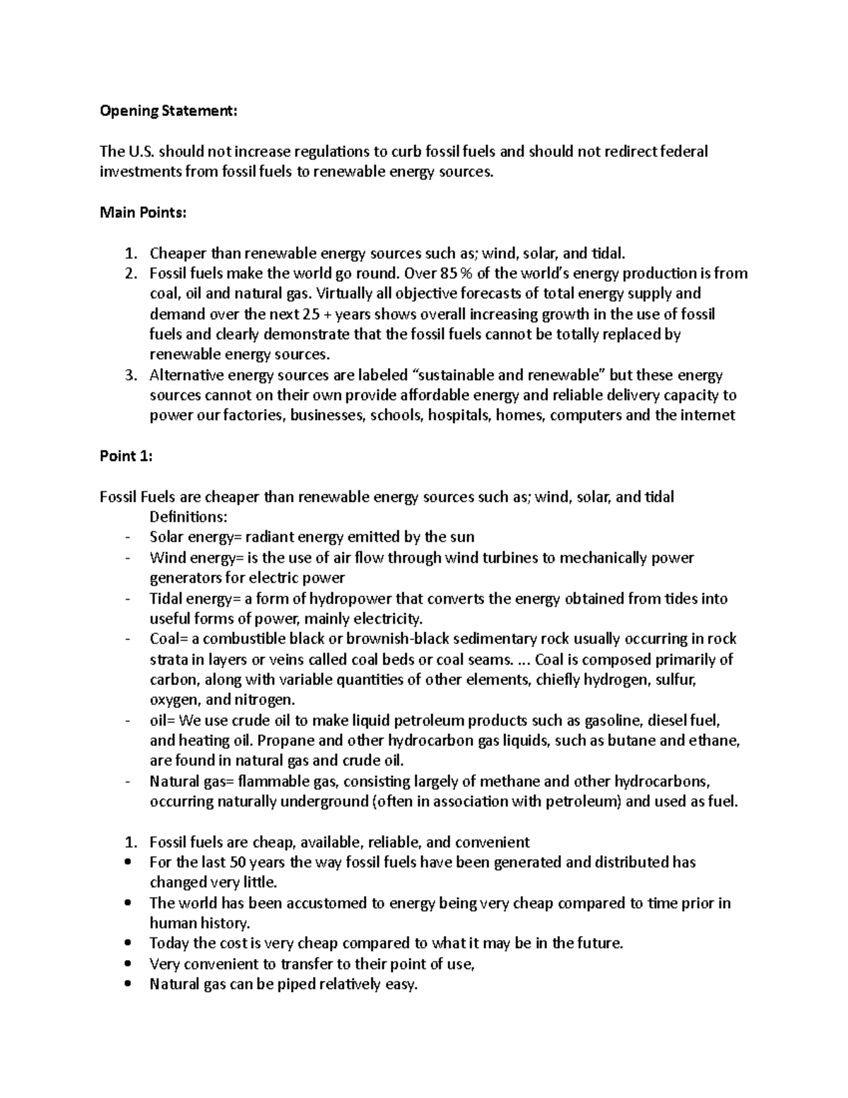 GEN100 debate - Opening Statement: The U. should not increase ...