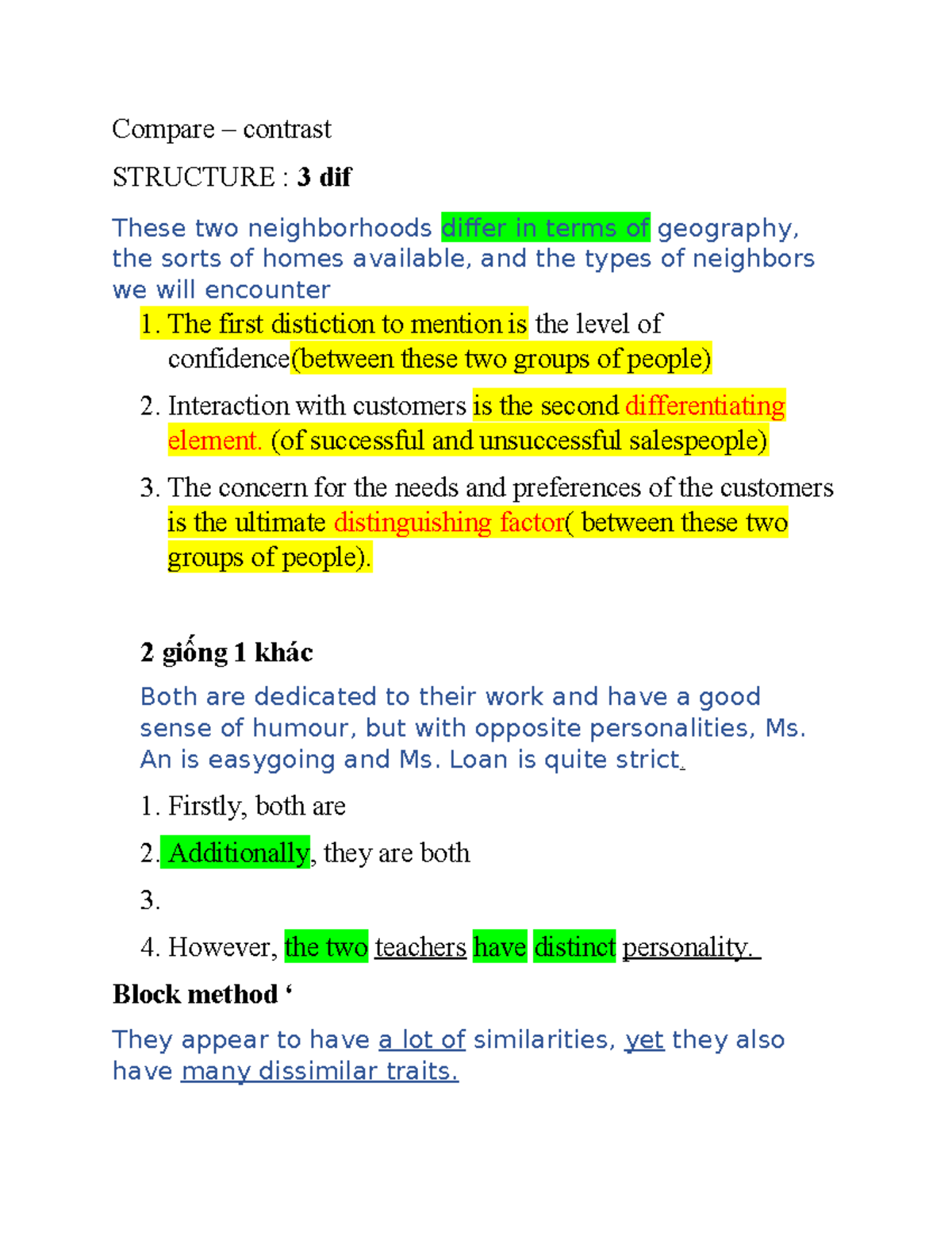 Comparationtdtu - Compare – contrast STRUCTURE : 3 dif These two ...