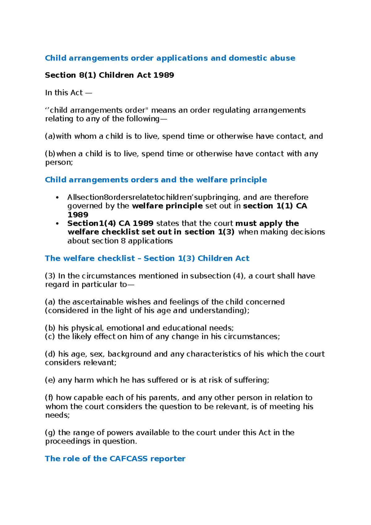 Child arrangements order applications and domestic abuse - The role of ...