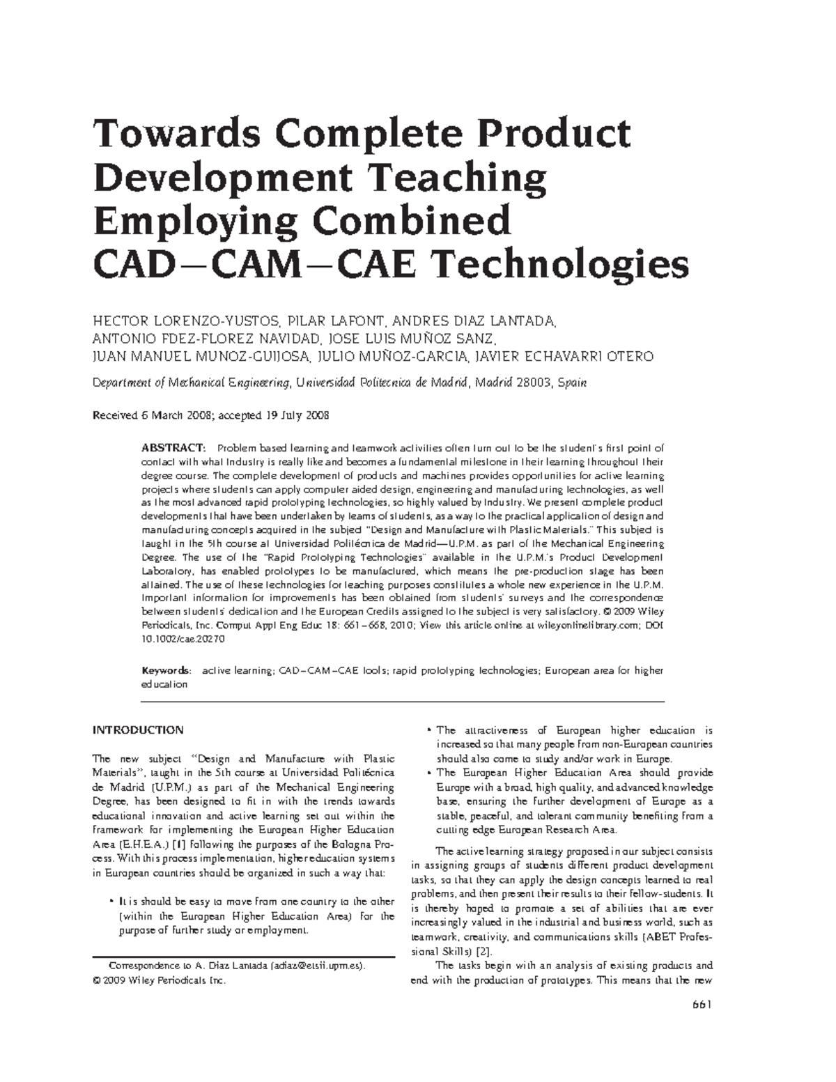 Cad cae cam - eq346 - Towards Complete Product Development Teaching ...