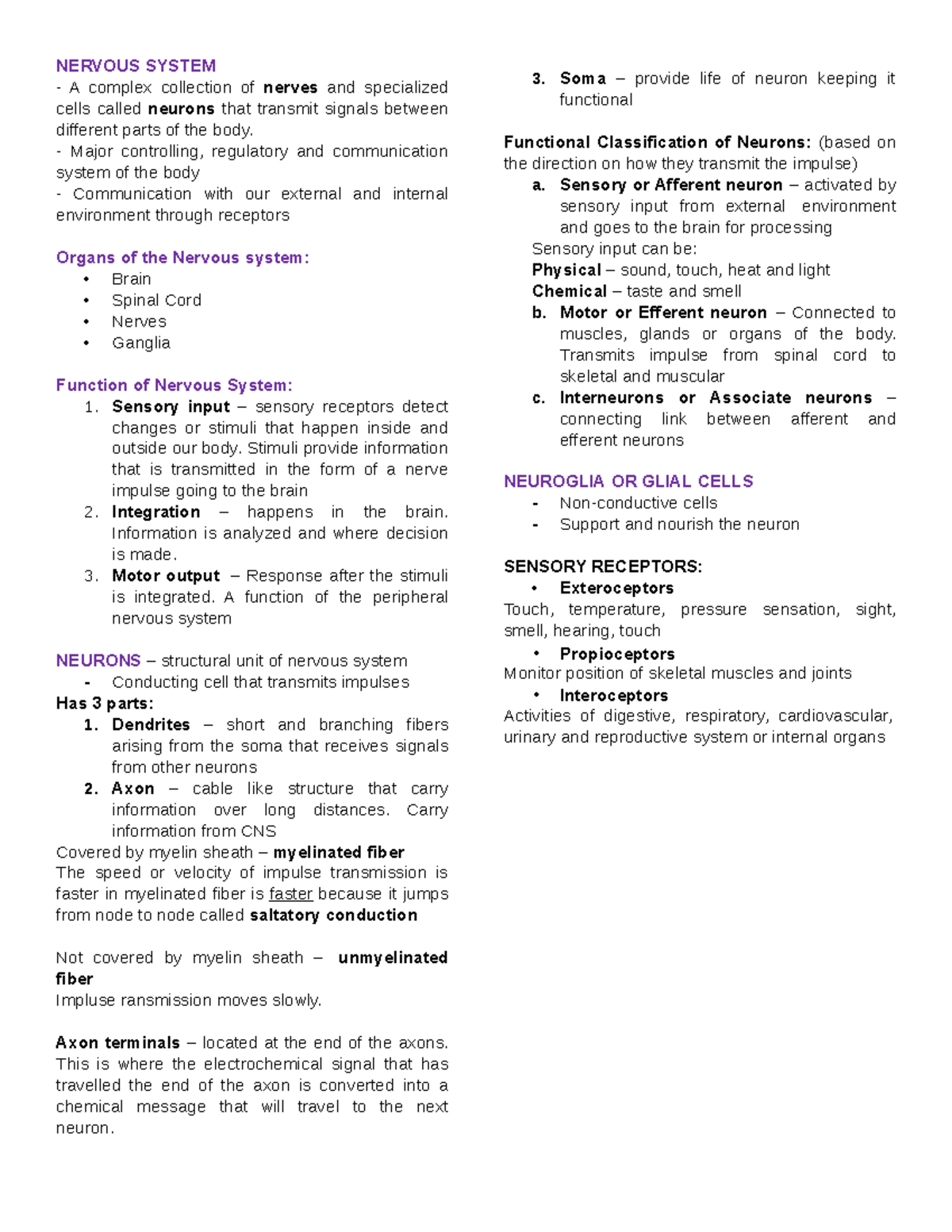 Nervous System (Dent) - This would be a big help to all students ...