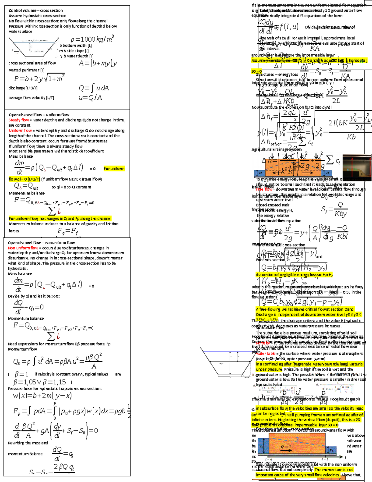 Formule blad watercontrol - If the momentum terms in the non-uniform ...