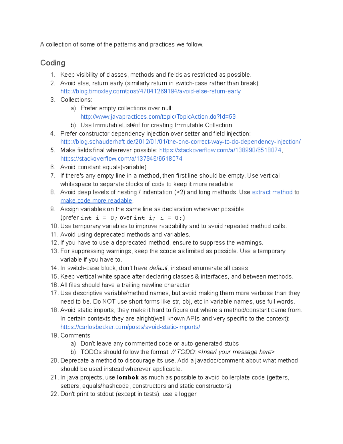 Coding Best Practices - A collection of some of the patterns and practices we follow. Coding ...